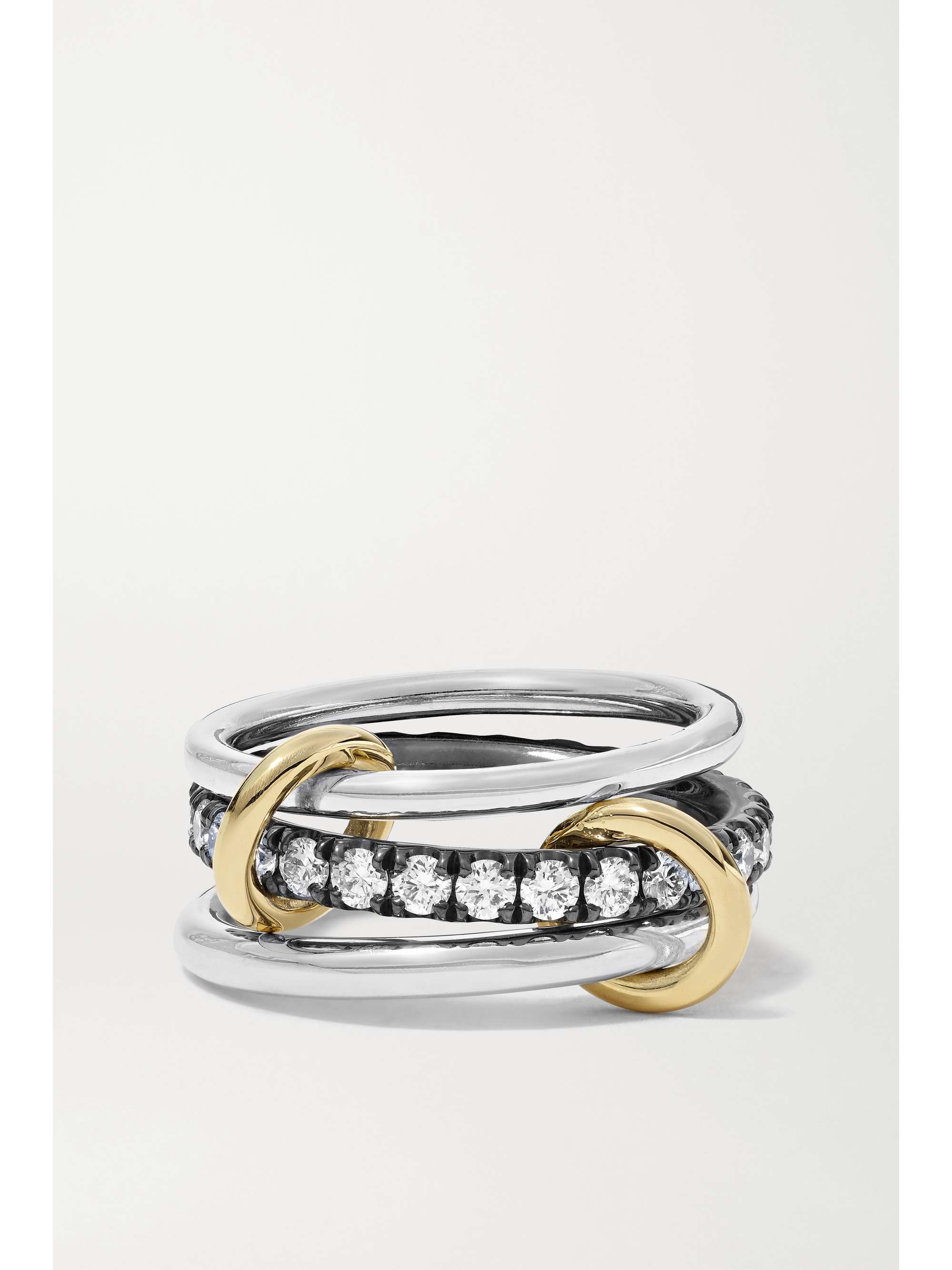 SPINELLI KILCOLLIN Petunia set of three sterling silver, rhodium-plated ...