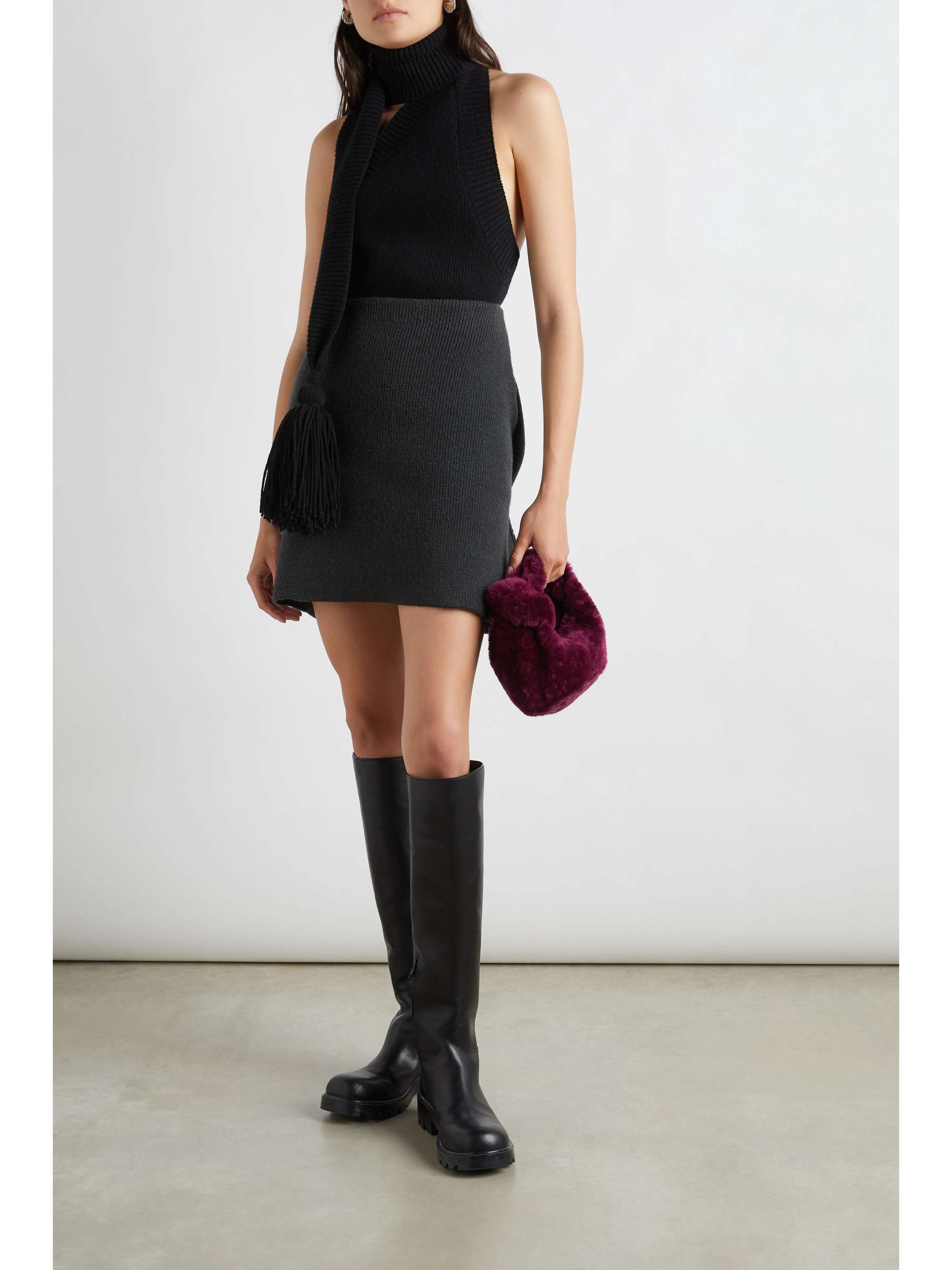 Dark green Gathered wool-blend mini skirt | BOTTEGA VENETA | NET-A-PORTER