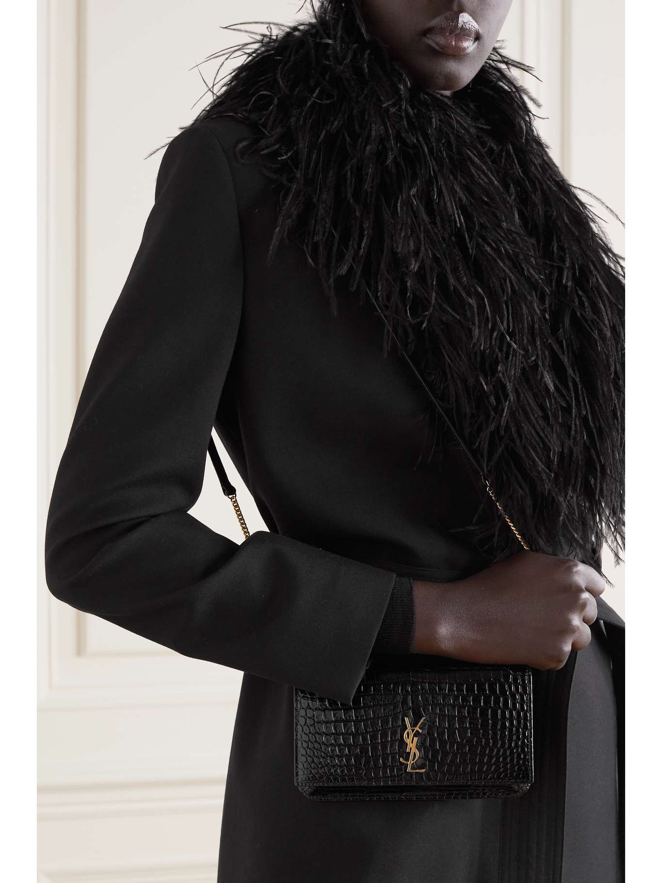 SAINT LAURENT Cassandre Strap leather phone case | NET-A-PORTER