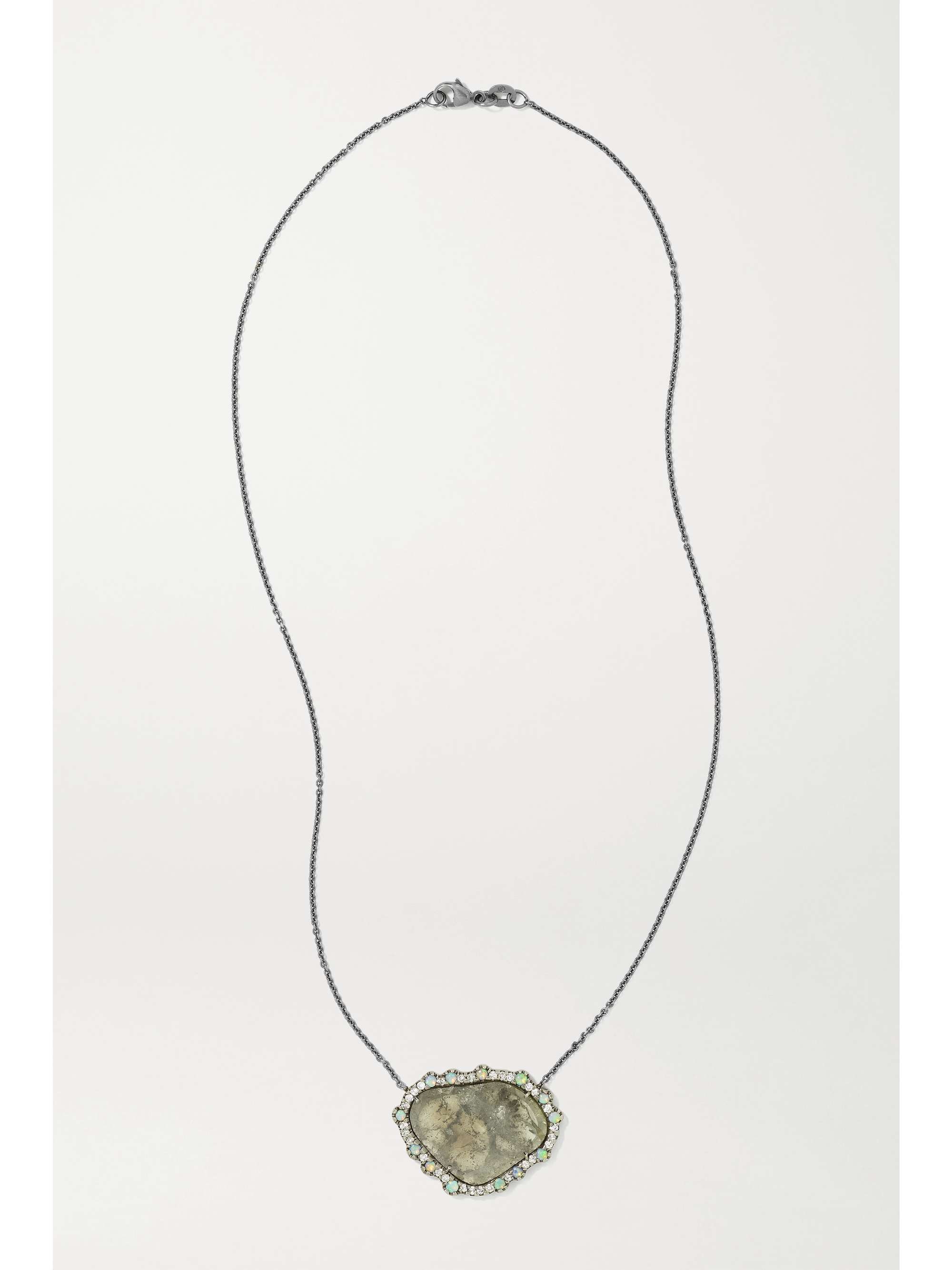 KIMBERLY MCDONALD Rhodium-plated 18-karat white gold, diamond and opal ...