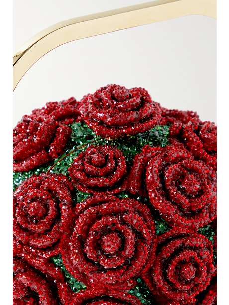 JUDITH LEIBER COUTURE Basket of Roses crystal-embellished gold-tone ...