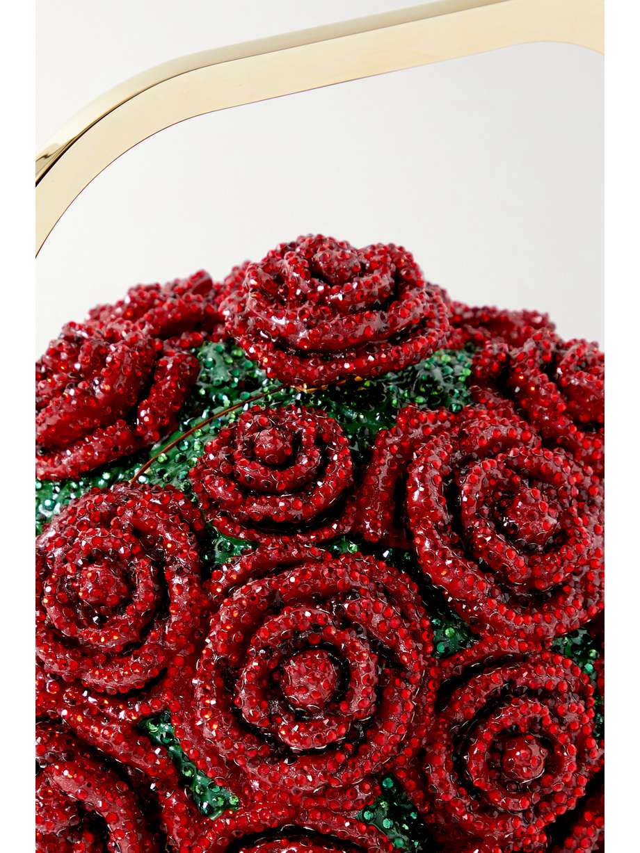 JUDITH LEIBER COUTURE Basket of Roses crystal-embellished gold-tone ...