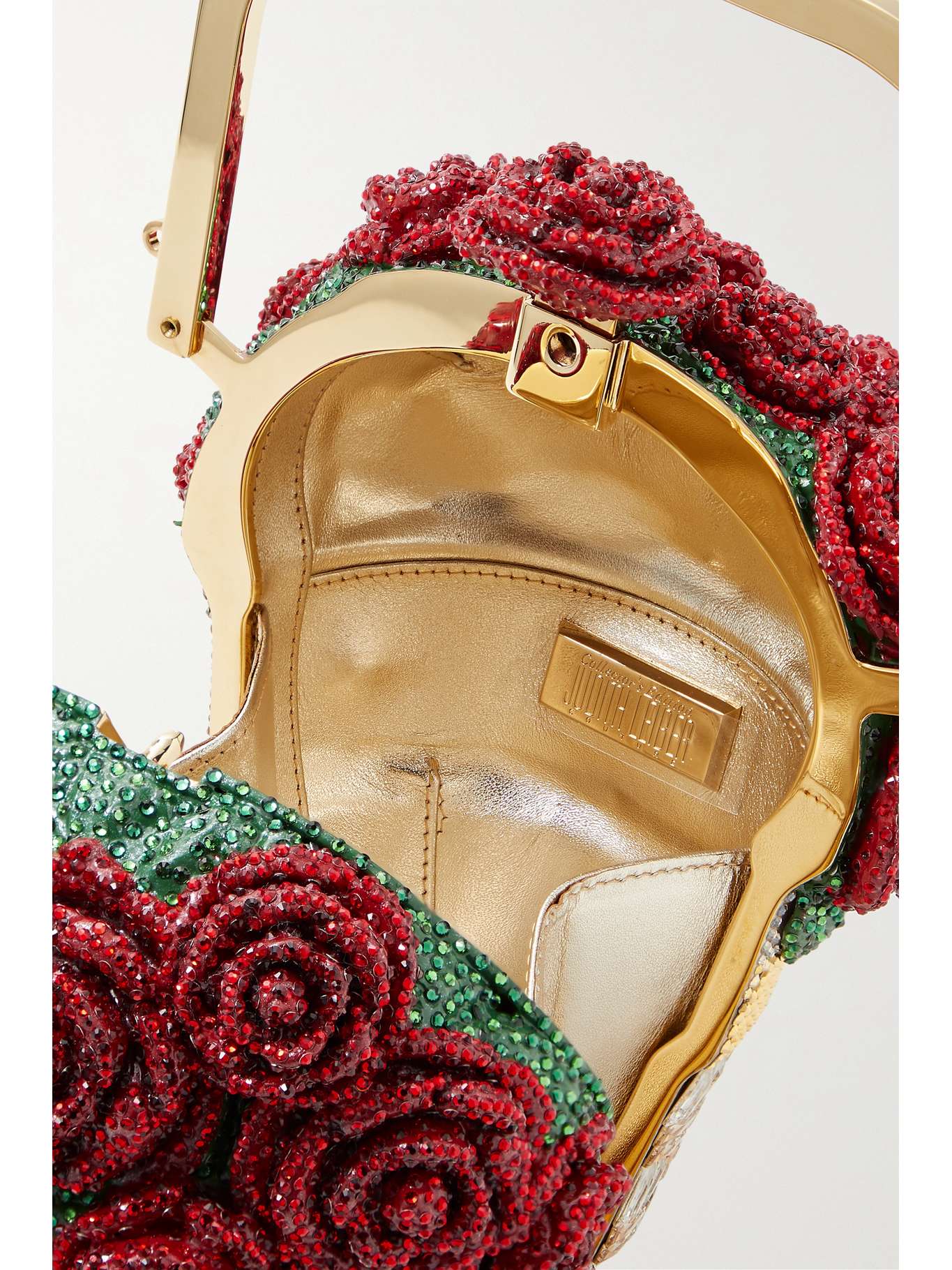 JUDITH LEIBER COUTURE Basket of Roses crystal-embellished gold-tone ...