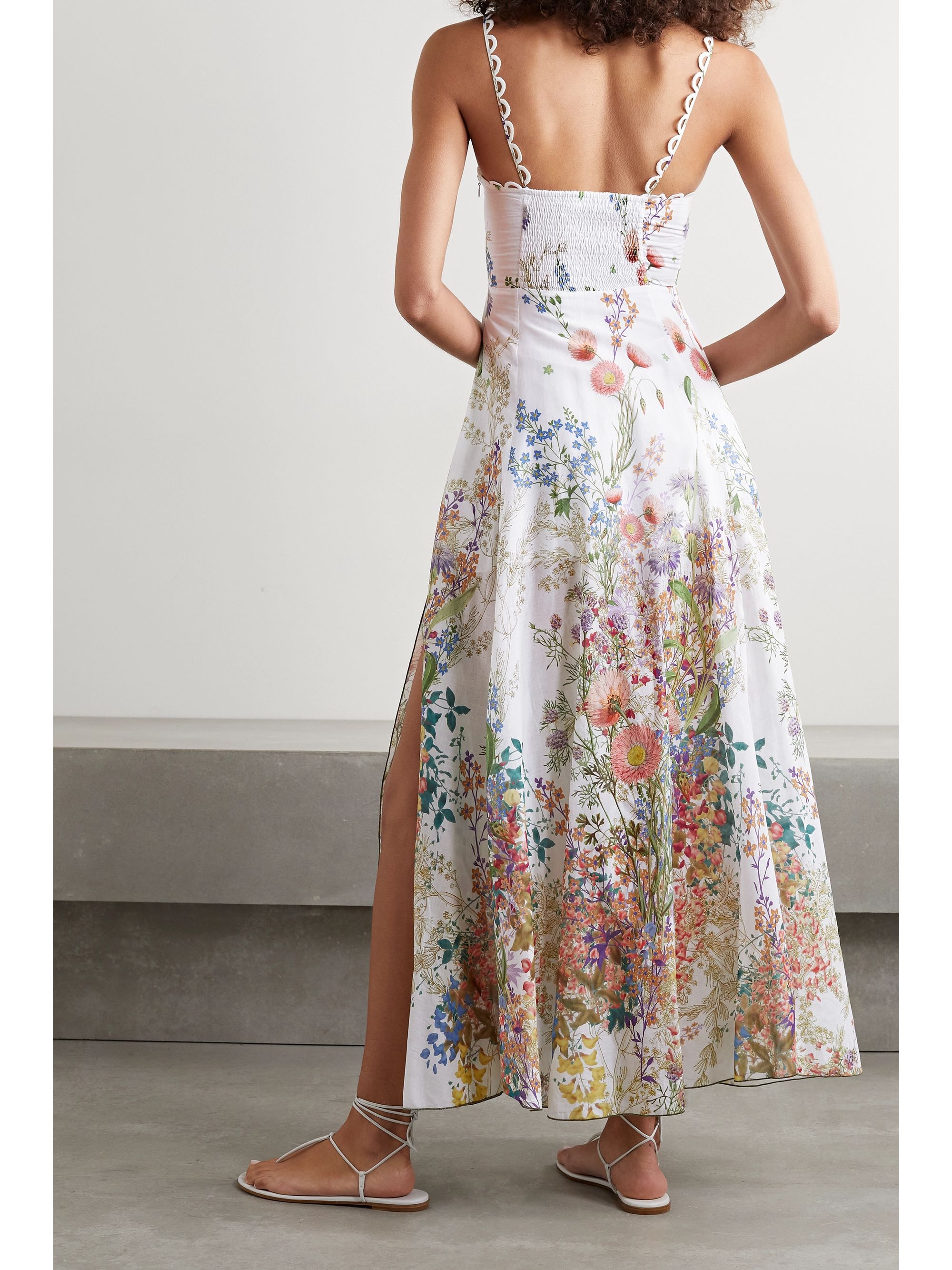White Debbie floral-print cotton-poplin midi dress | CHARO RUIZ | NET-A ...