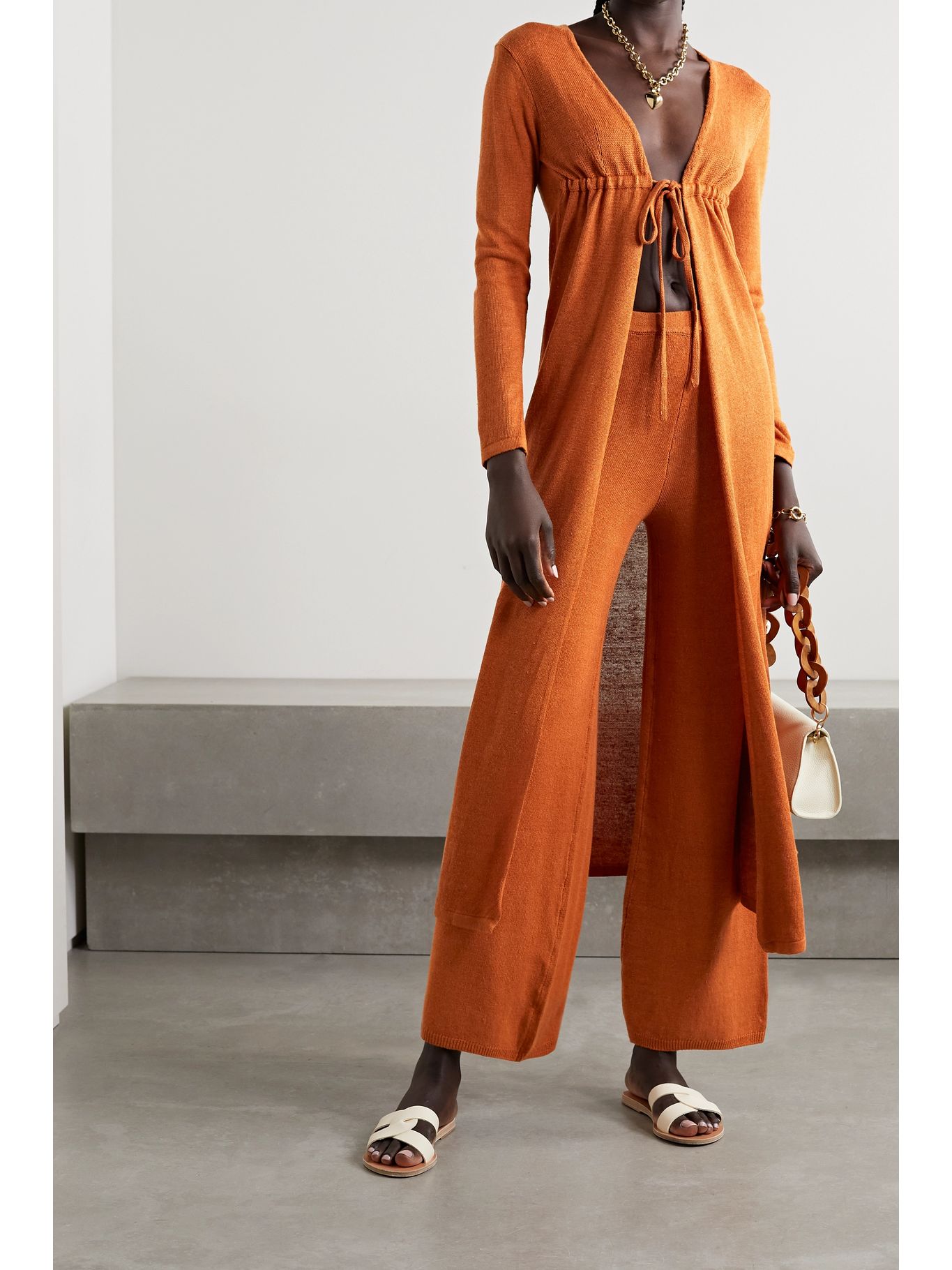 Orange Nina linen-blend cardigan | CULT GAIA | NET-A-PORTER