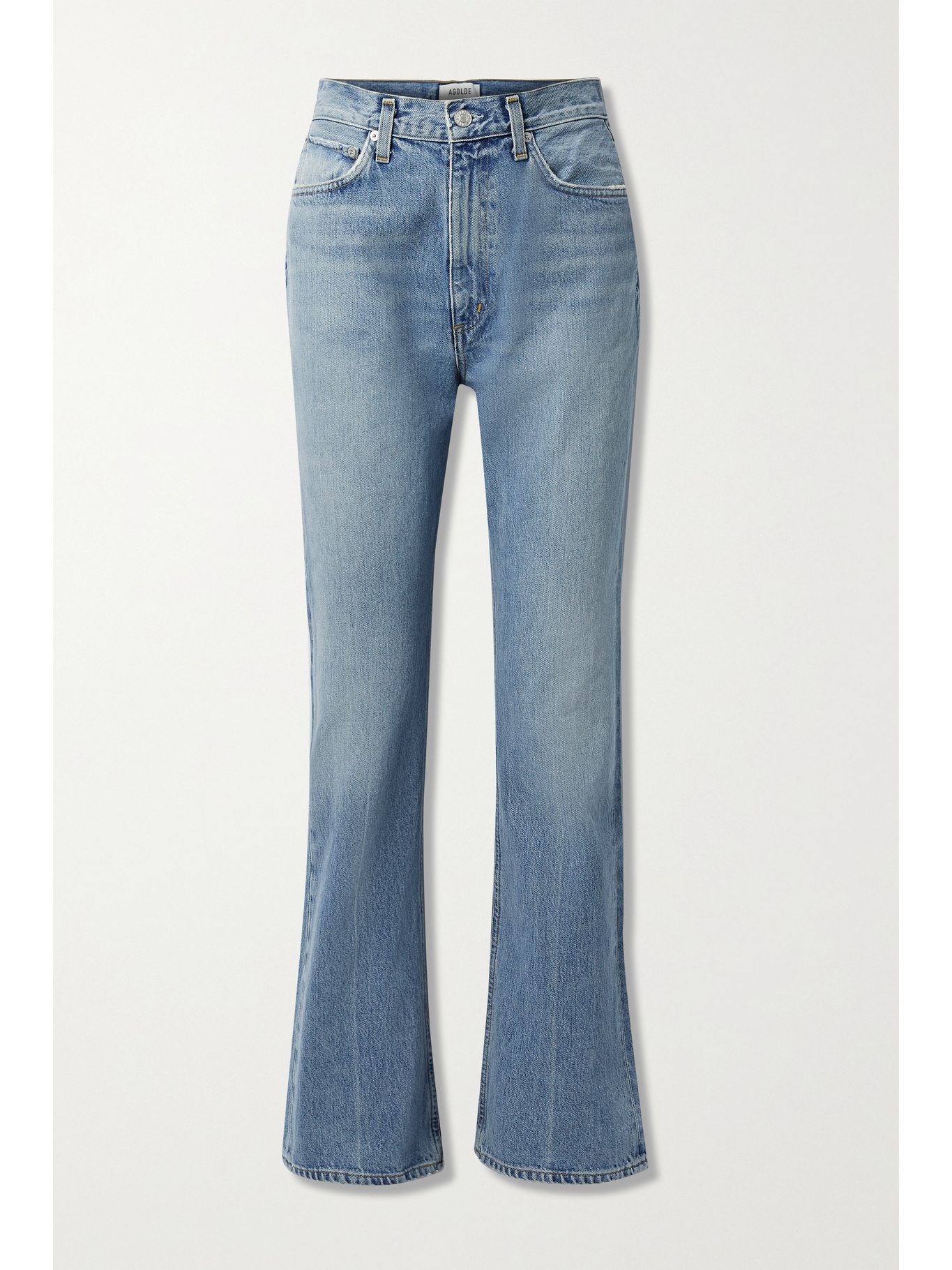 Mid denim + NET SUSTAIN organic high-rise flared jeans | AGOLDE | NET-A ...
