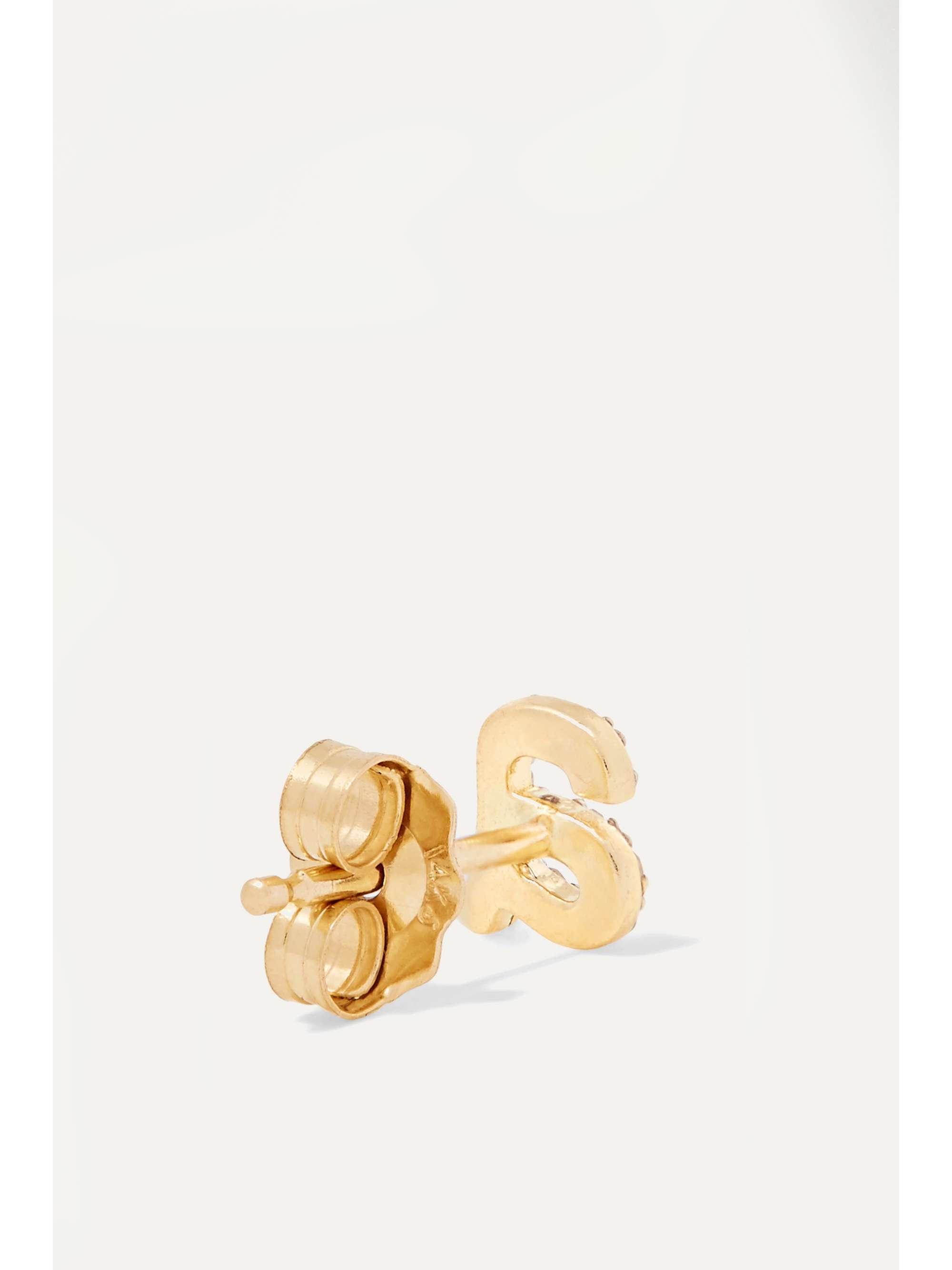 STONE AND STRAND Alphabet gold diamond single earring | NET-A-PORTER