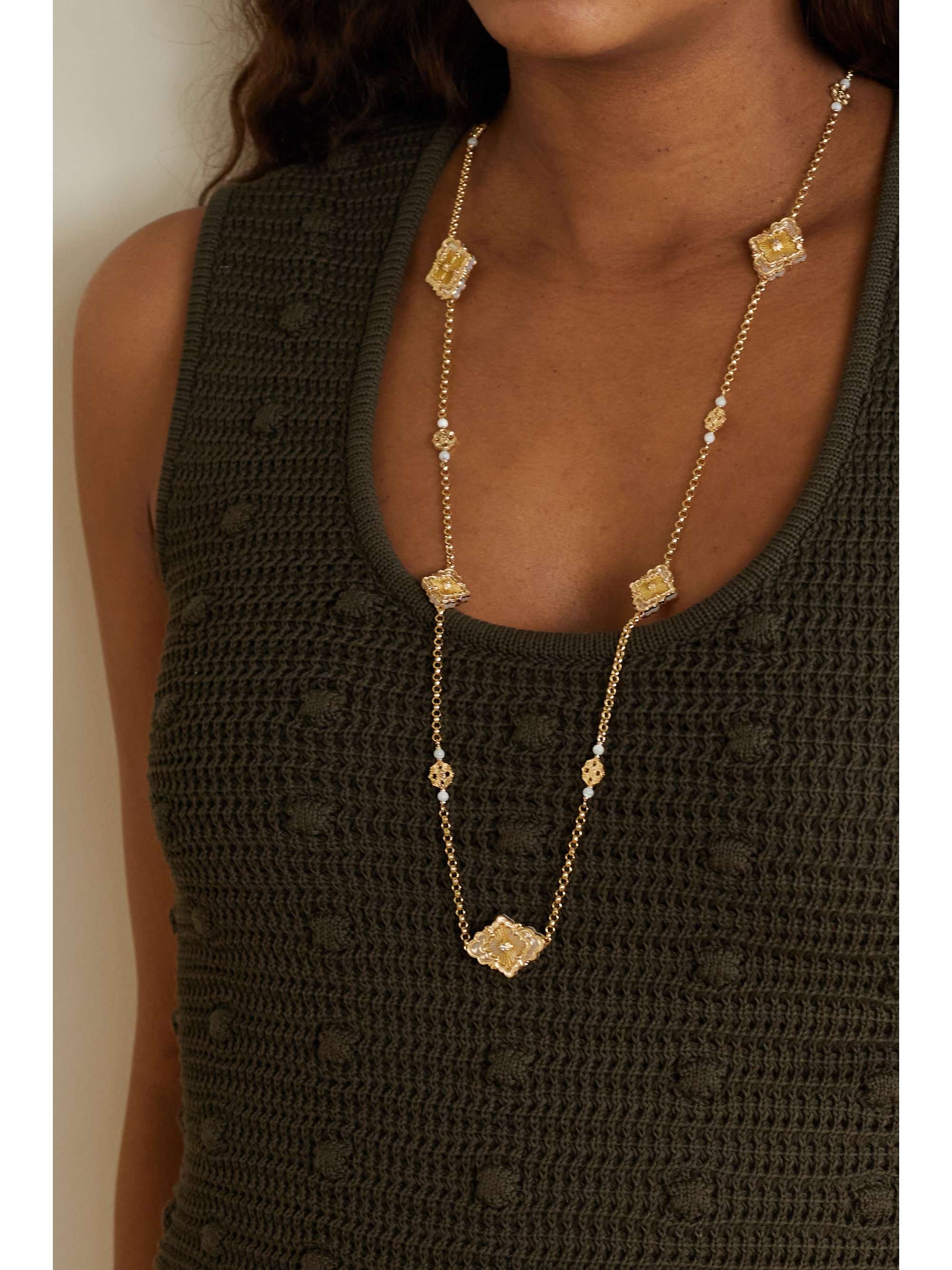 BUCCELLATI Opera Tulle 18-karat gold, mother-of-pearl and diamond ...