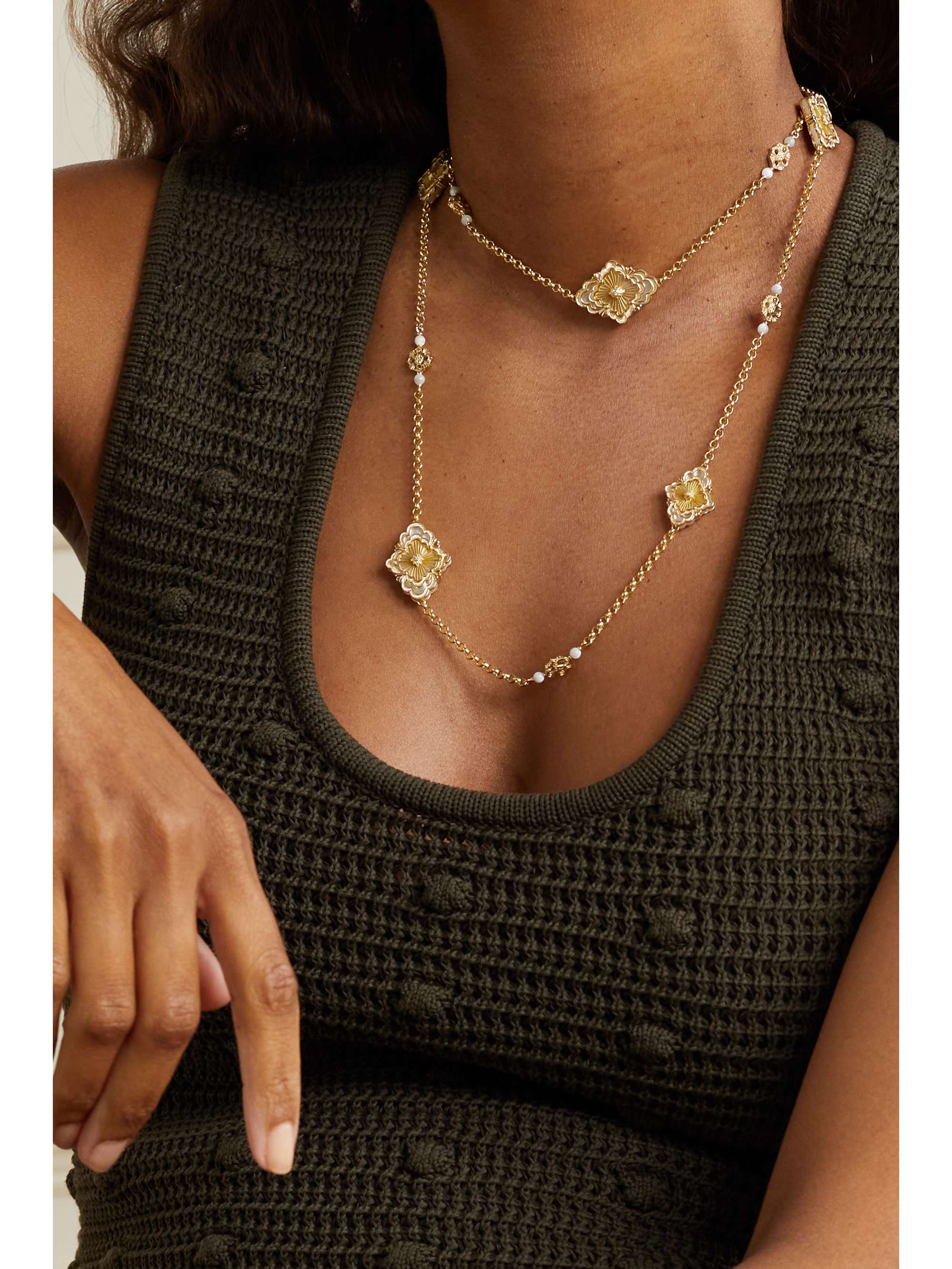 BUCCELLATI Opera Tulle 18-karat gold, mother-of-pearl and diamond ...