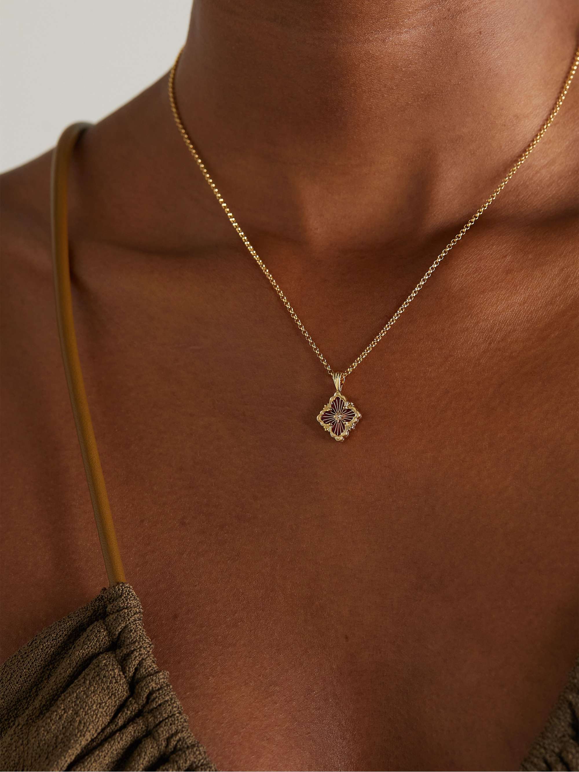 BUCCELLATI Opera Tulle 18-karat gold and enamel necklace | NET-A-PORTER