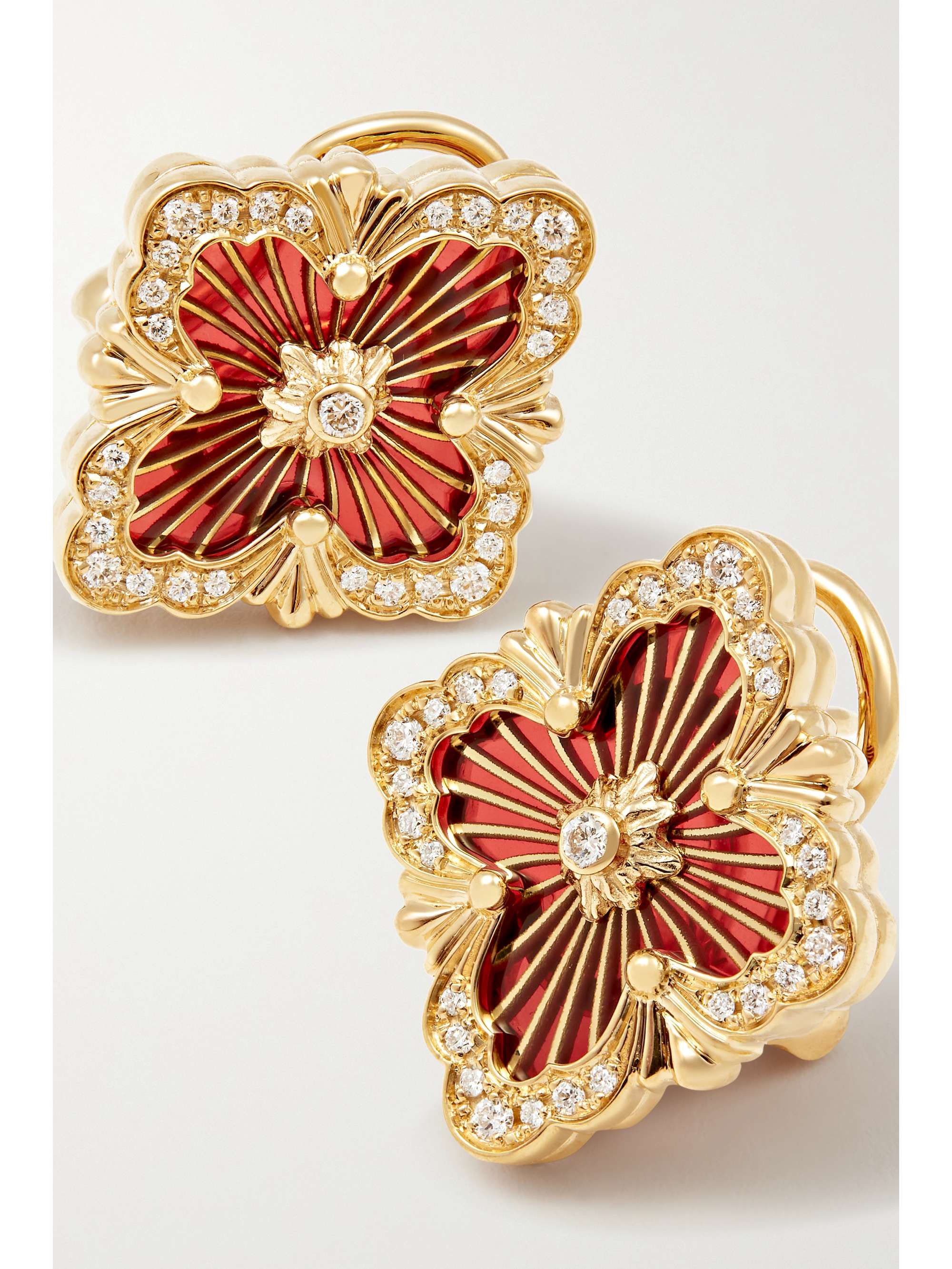 BUCCELLATI Opera Tulle 18-karat gold, enamel and diamond earrings | NET ...