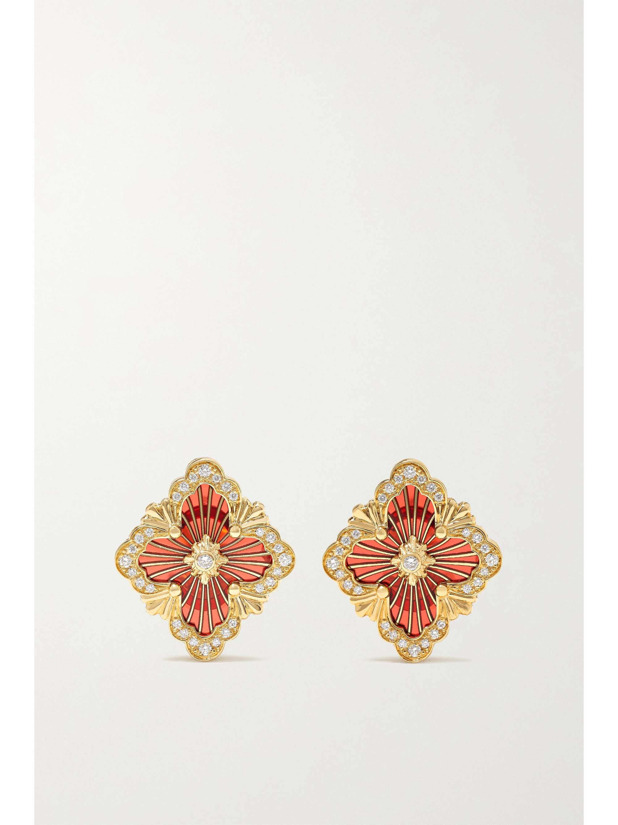 BUCCELLATI Opera Tulle 18-karat gold, enamel and diamond earrings | NET ...