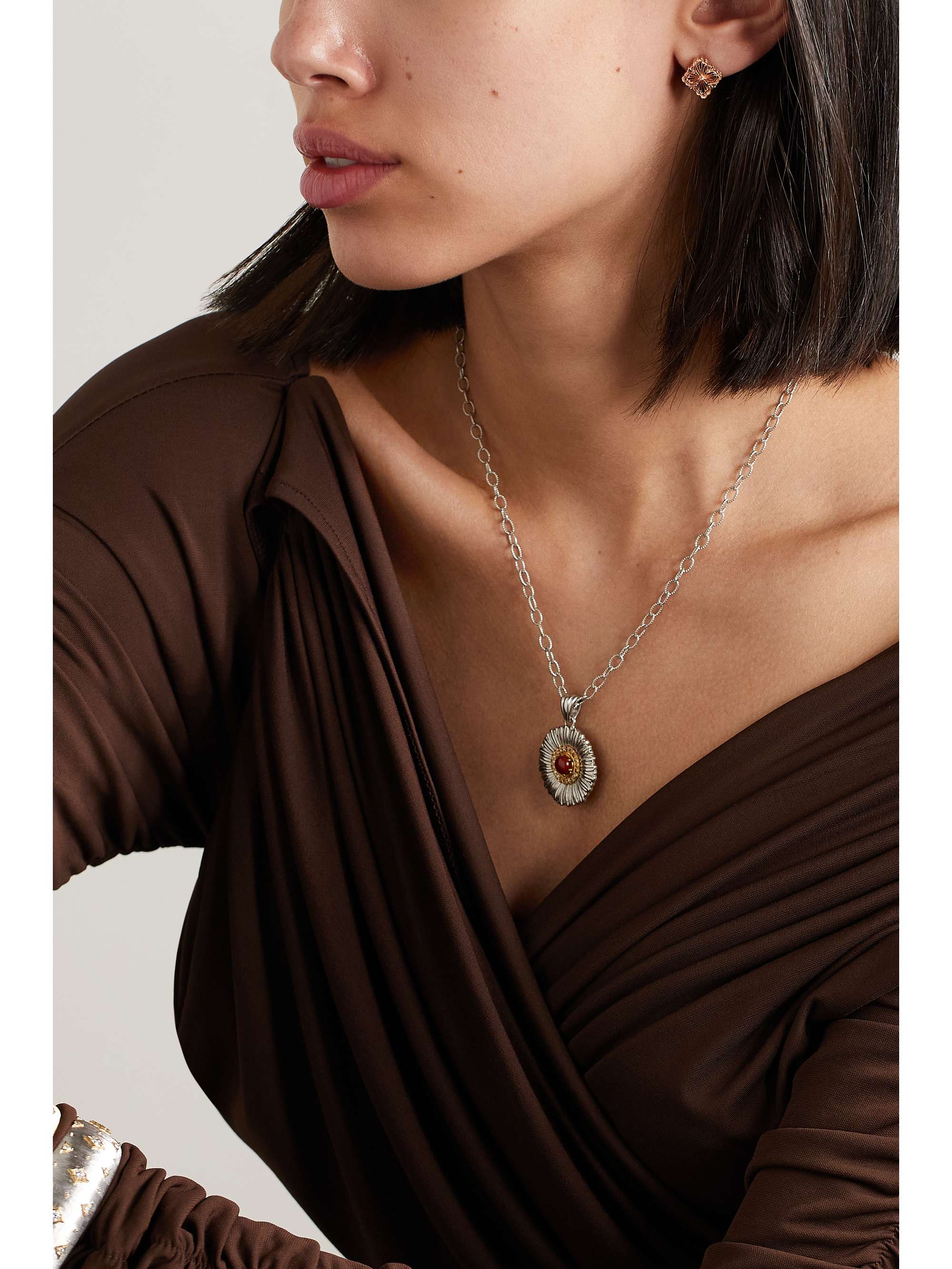 BUCCELLATI Opera Tulle 18-karat pink gold onyx earrings | NET-A-PORTER