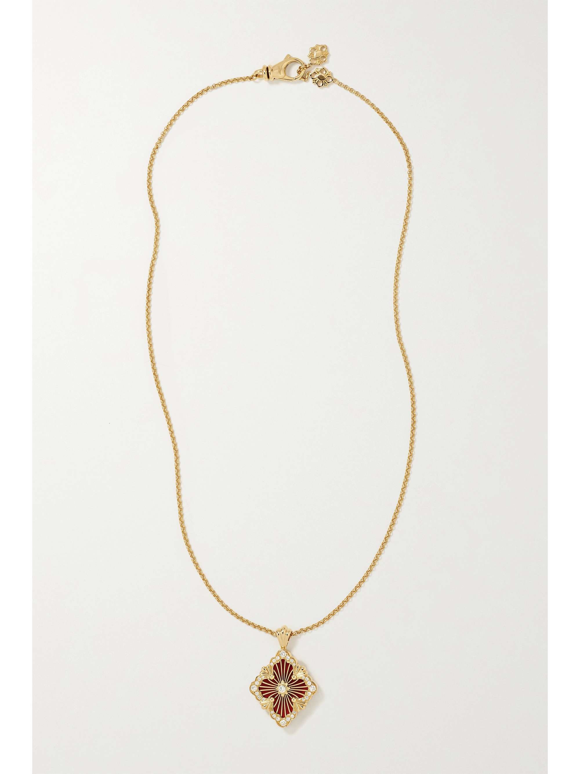 BUCCELLATI Opera Tulle 18-karat gold, diamond and enamel necklace | NET ...