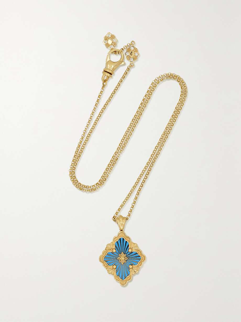 BUCCELLATI Opera Tulle 18-karat gold enamel necklace | NET-A-PORTER