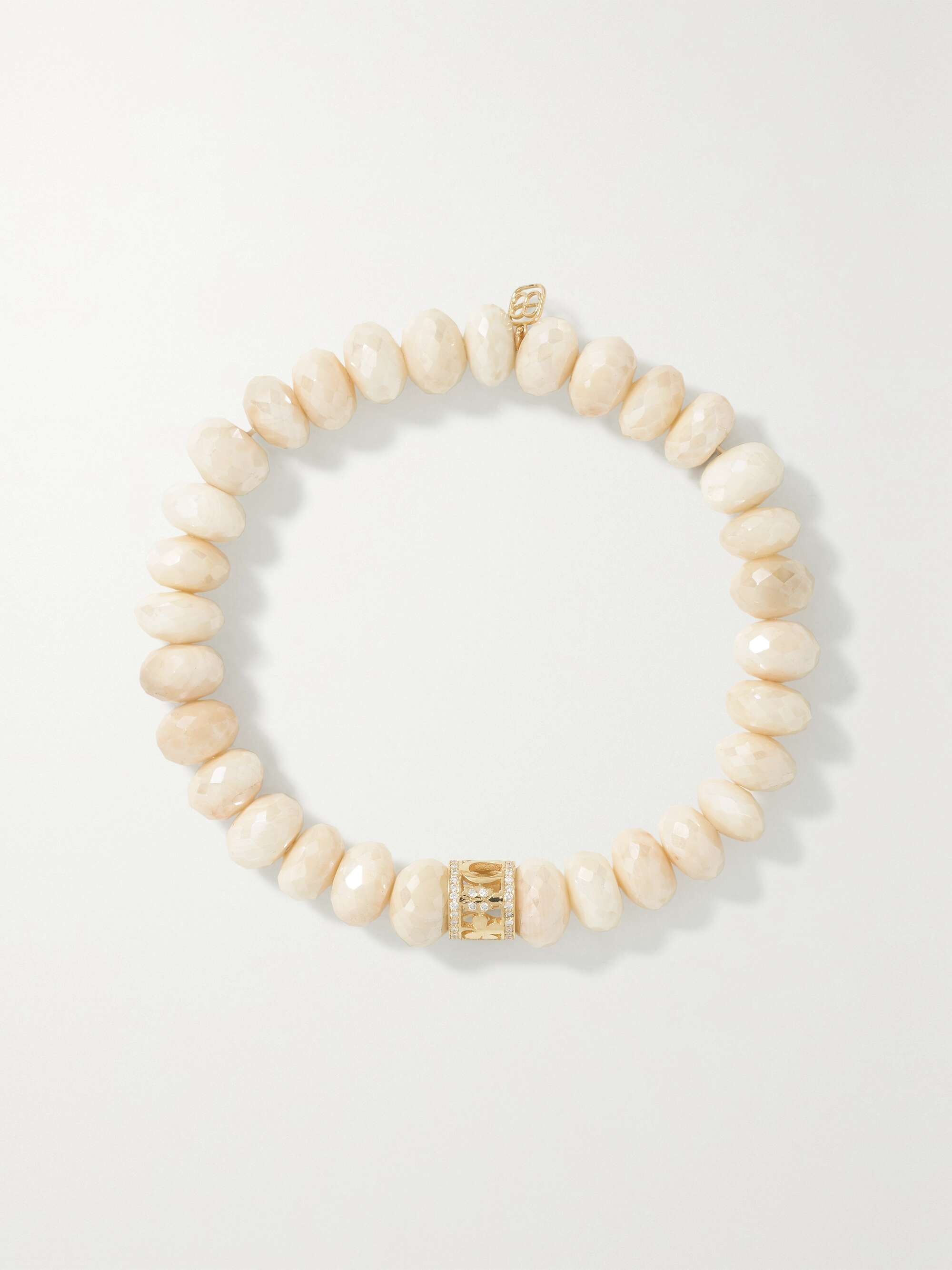 SYDNEY EVAN Lucky Icon 14-karat gold, moonstone and diamond bracelet ...
