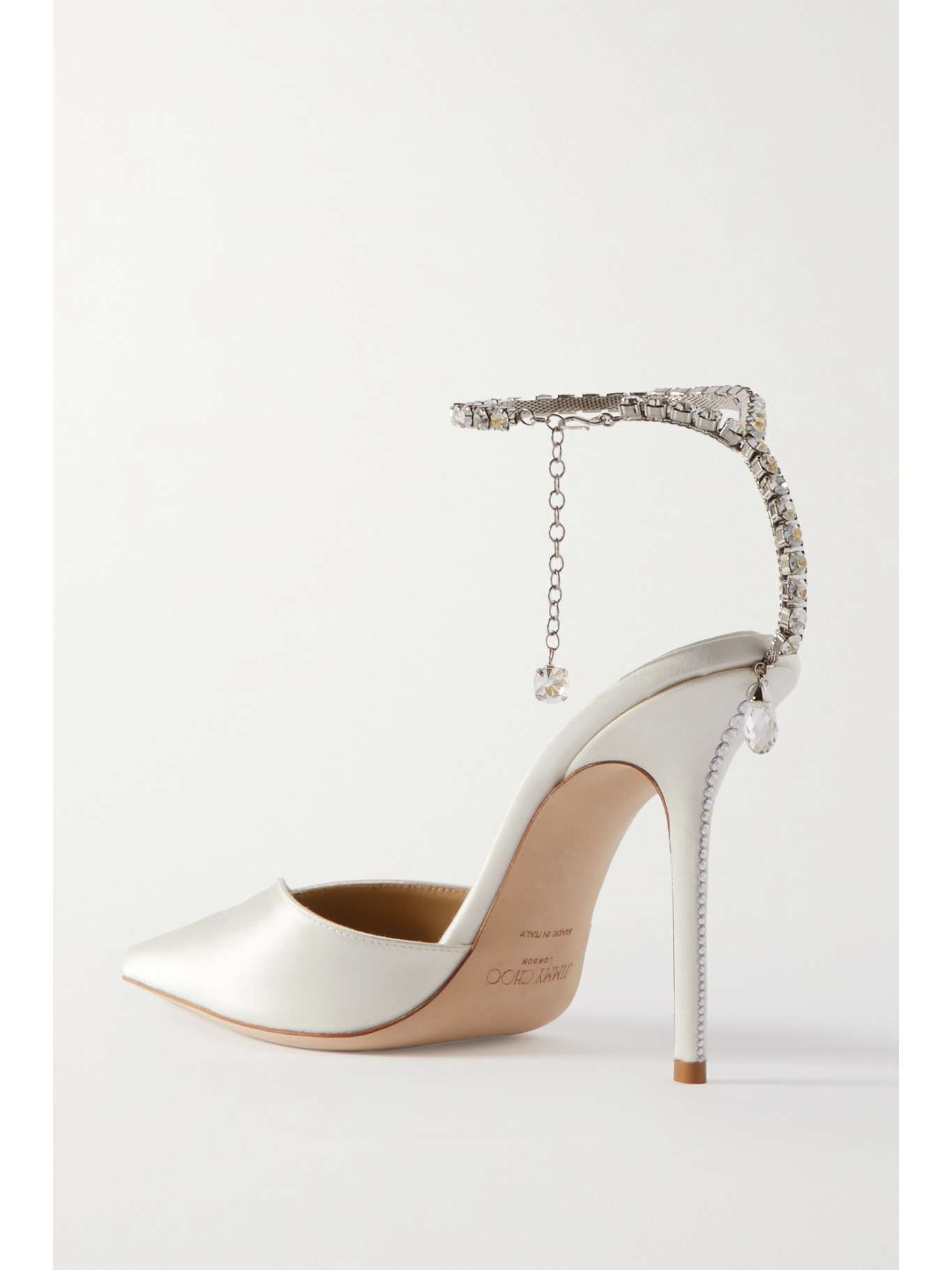 JIMMY CHOO Saeda 100 crystal-embellished satin pumps | NET-A-PORTER