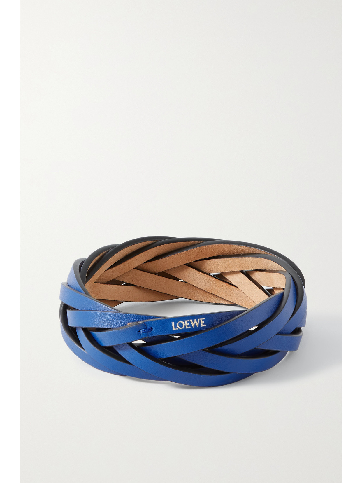 Loewe Braided Calf Leather Bangle In Blue | ModeSens