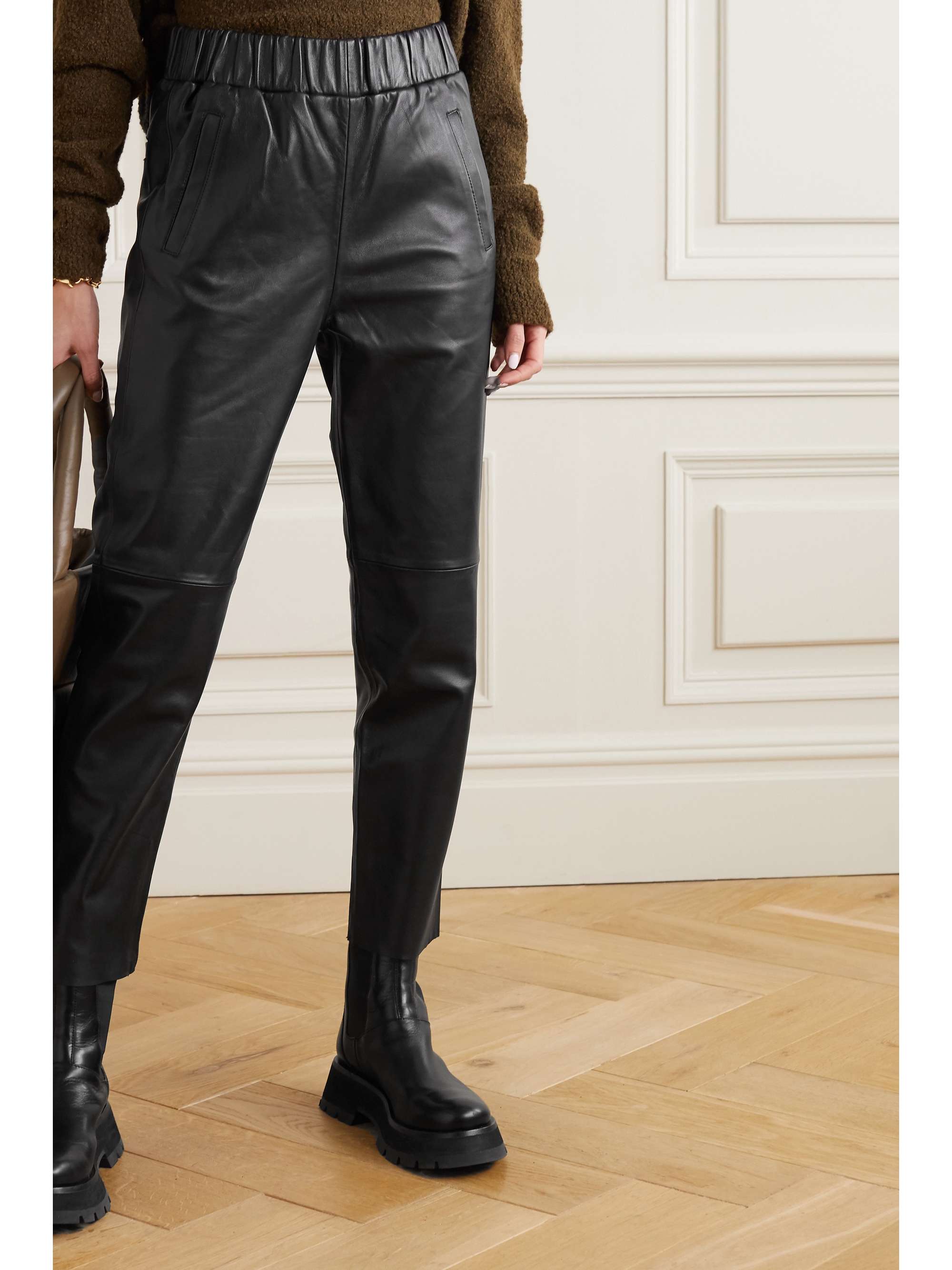 STAND STUDIO Noni leather track pants | NET-A-PORTER