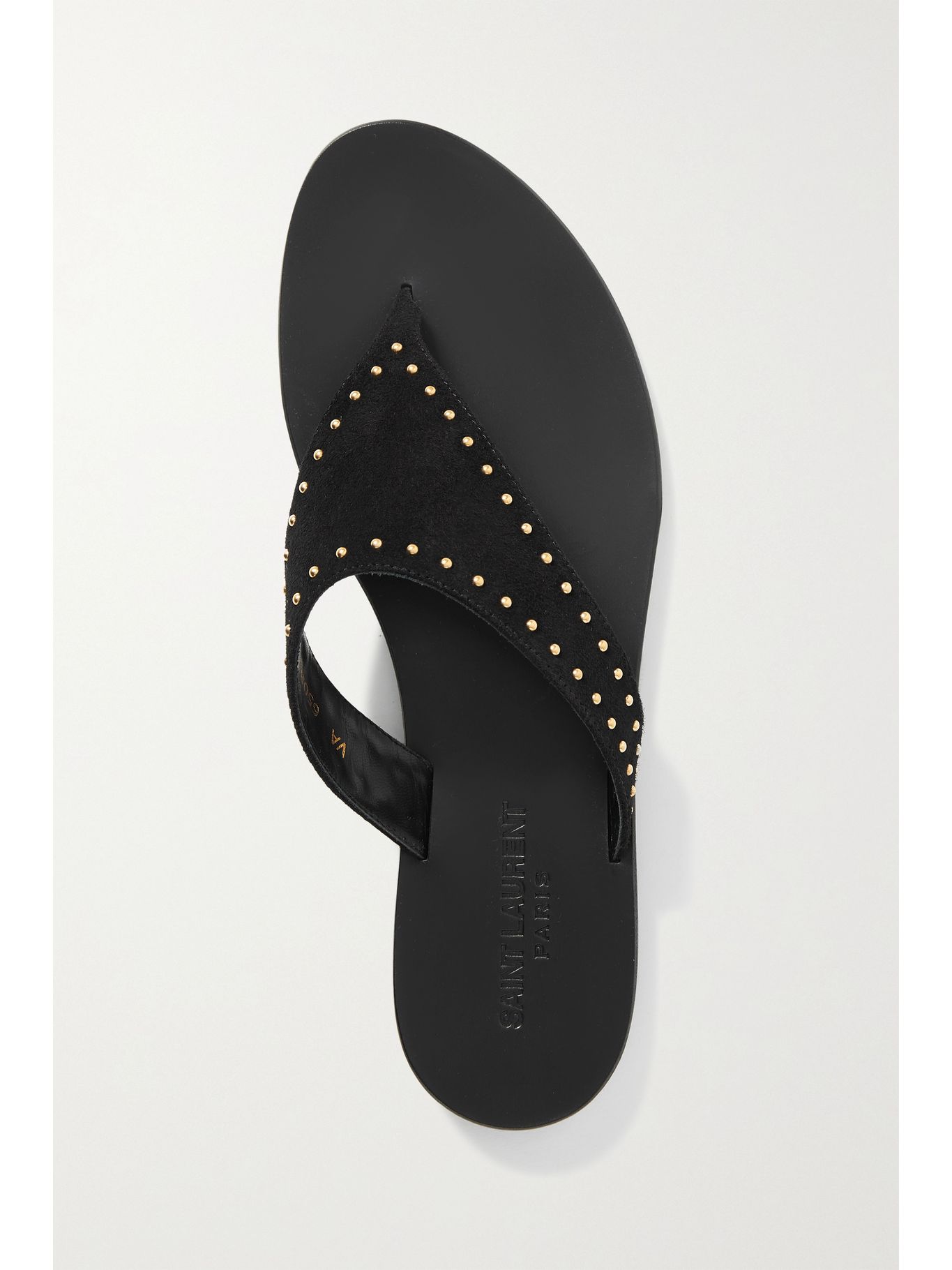 Black Gia studded suede flip flops | SAINT LAURENT | NET-A-PORTER