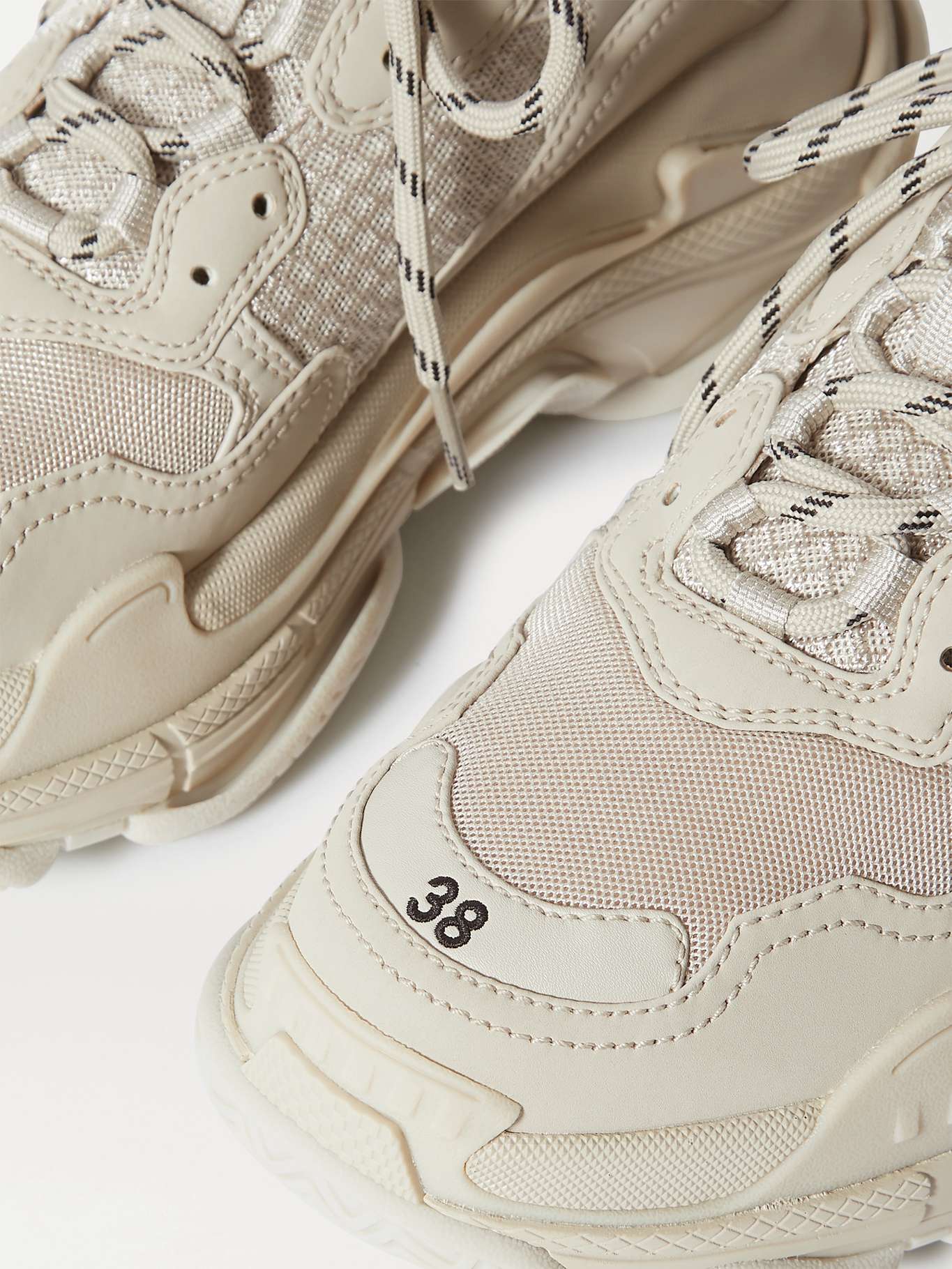 BALENCIAGA Triple S logo-embroidered leather, nubuck and mesh sneakers ...