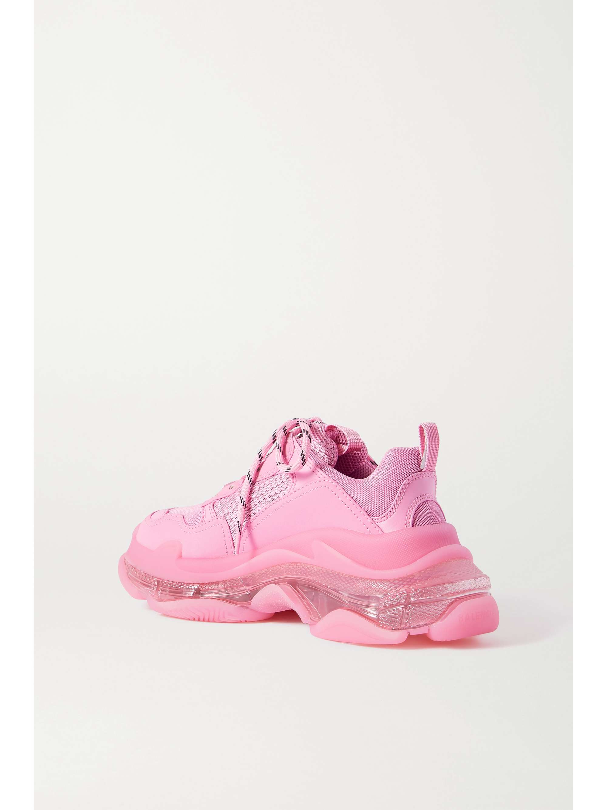 Pink Triple S Clear Sole Logo embroidered Faux Leather Foam And Mesh Pink Triple S Clear Sole Logo embroidered Faux Leather Foam And Mesh