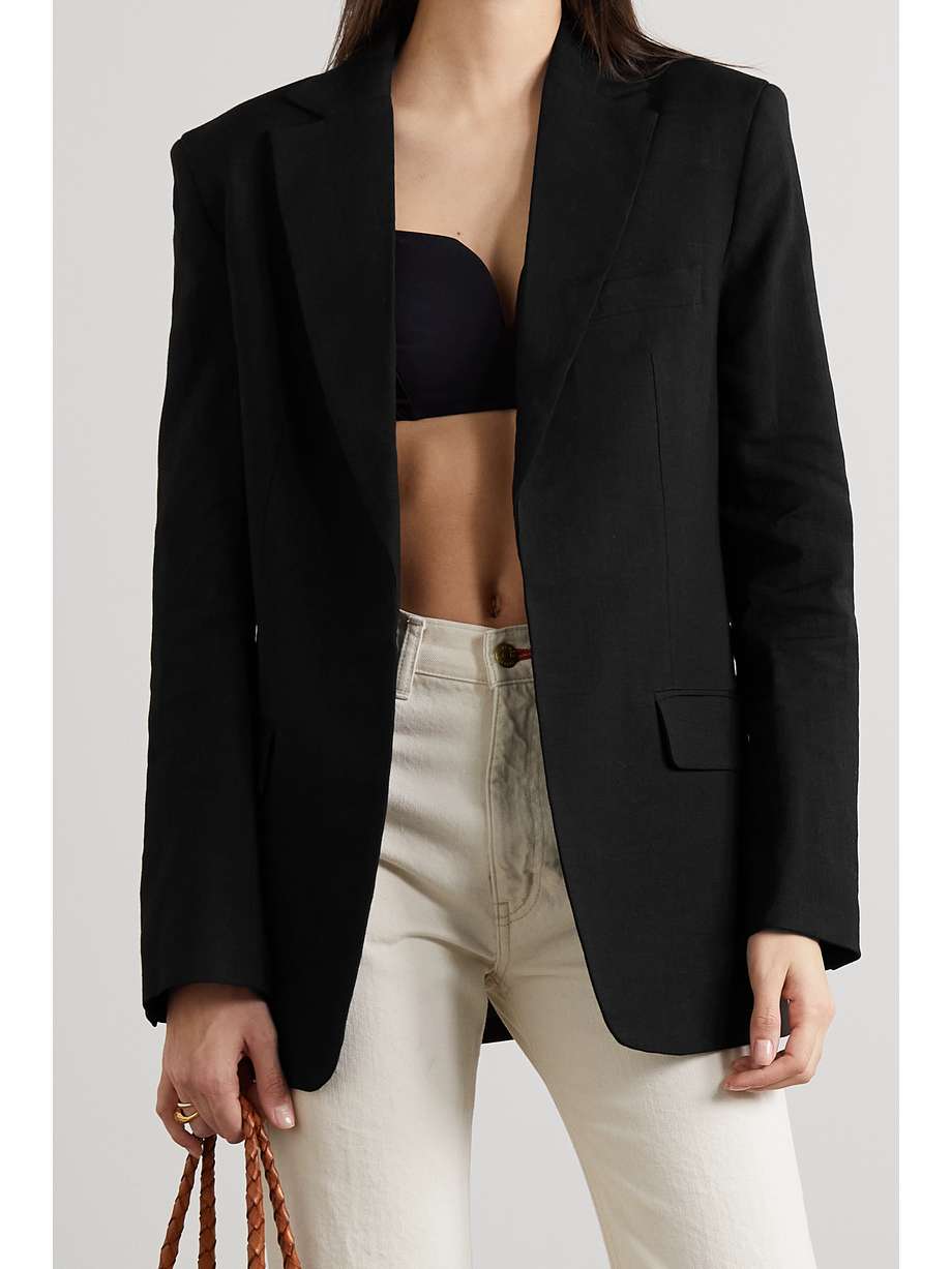 Black The Relaxed linen-blend blazer | MATTEAU | NET-A-PORTER