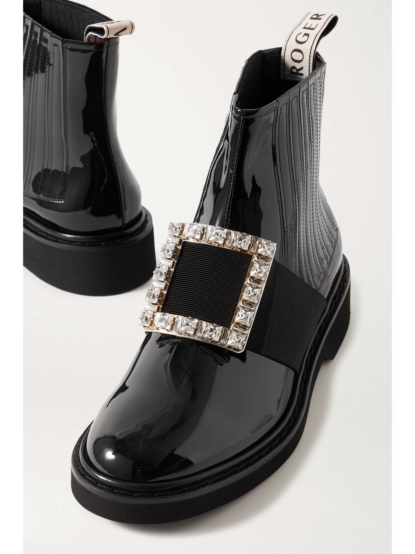 ROGER VIVIER Viv Ranger crystal-embellished patent-leather Chelsea ...