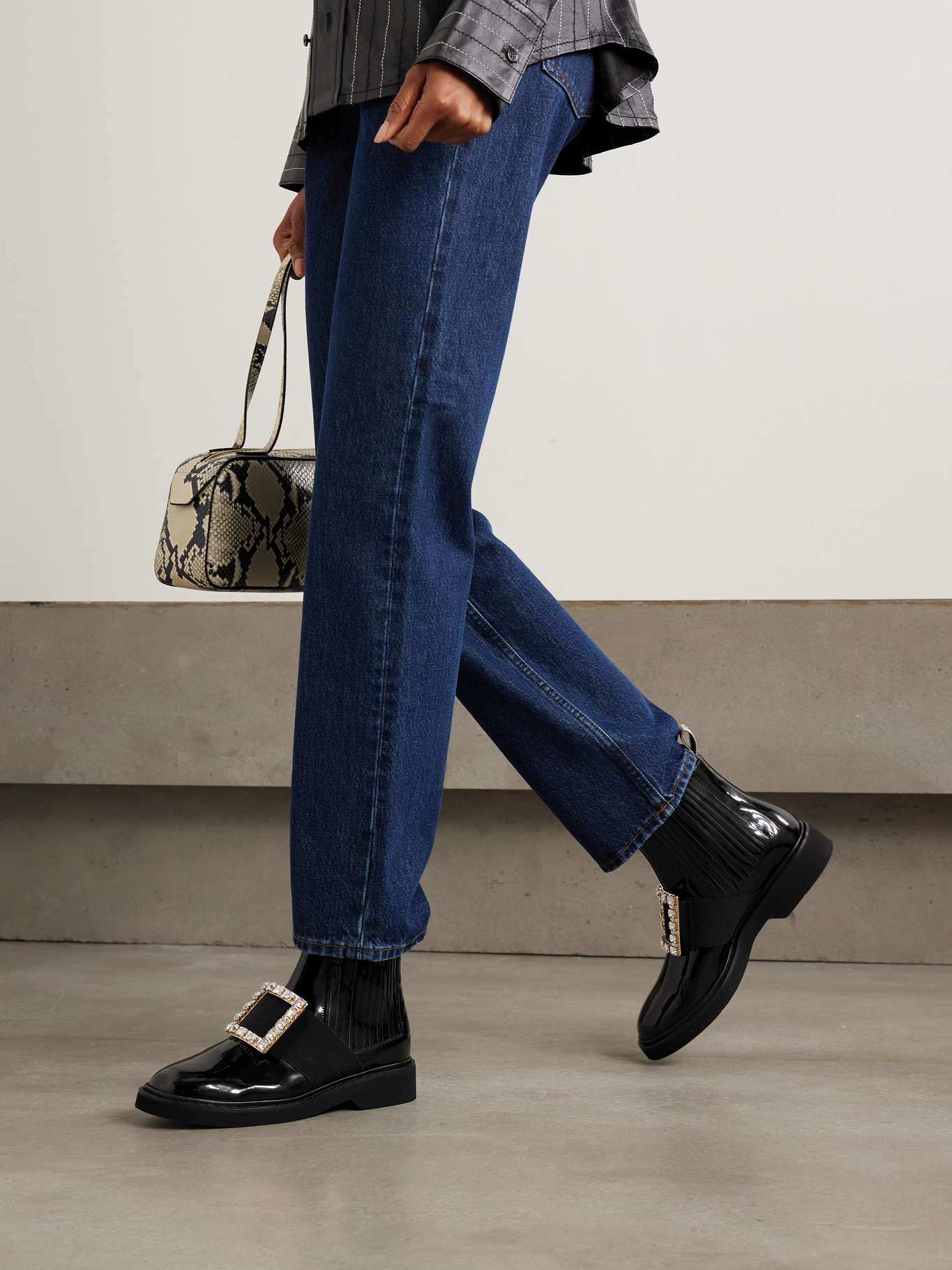 ROGER VIVIER Viv Ranger crystal-embellished patent-leather Chelsea ...