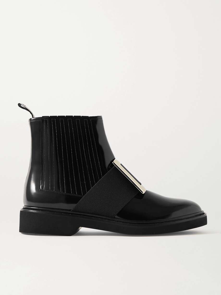 ROGER VIVIER Viv Ranger embellished patent-leather Chelsea boots | NET ...