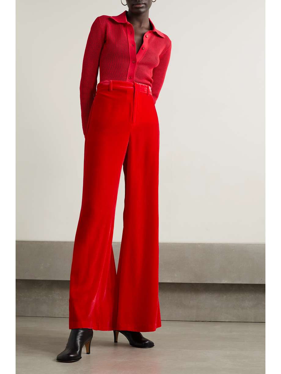 Red Velvet wide-leg pants | LES RÊVERIES | NET-A-PORTER