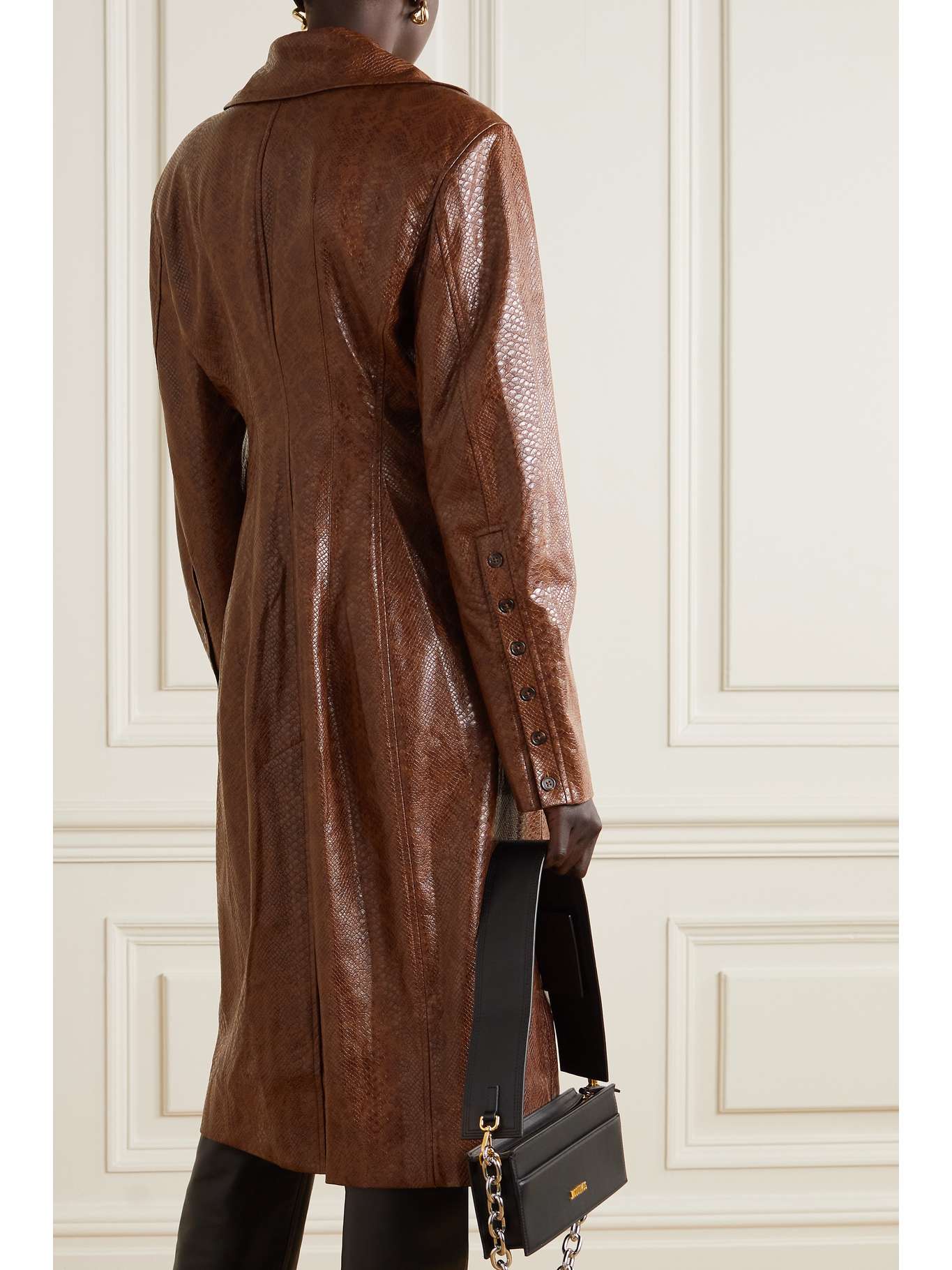 Brown Jodie snake-effect vegan leather coat | ROTATE BIRGER CHRISTENSEN ...