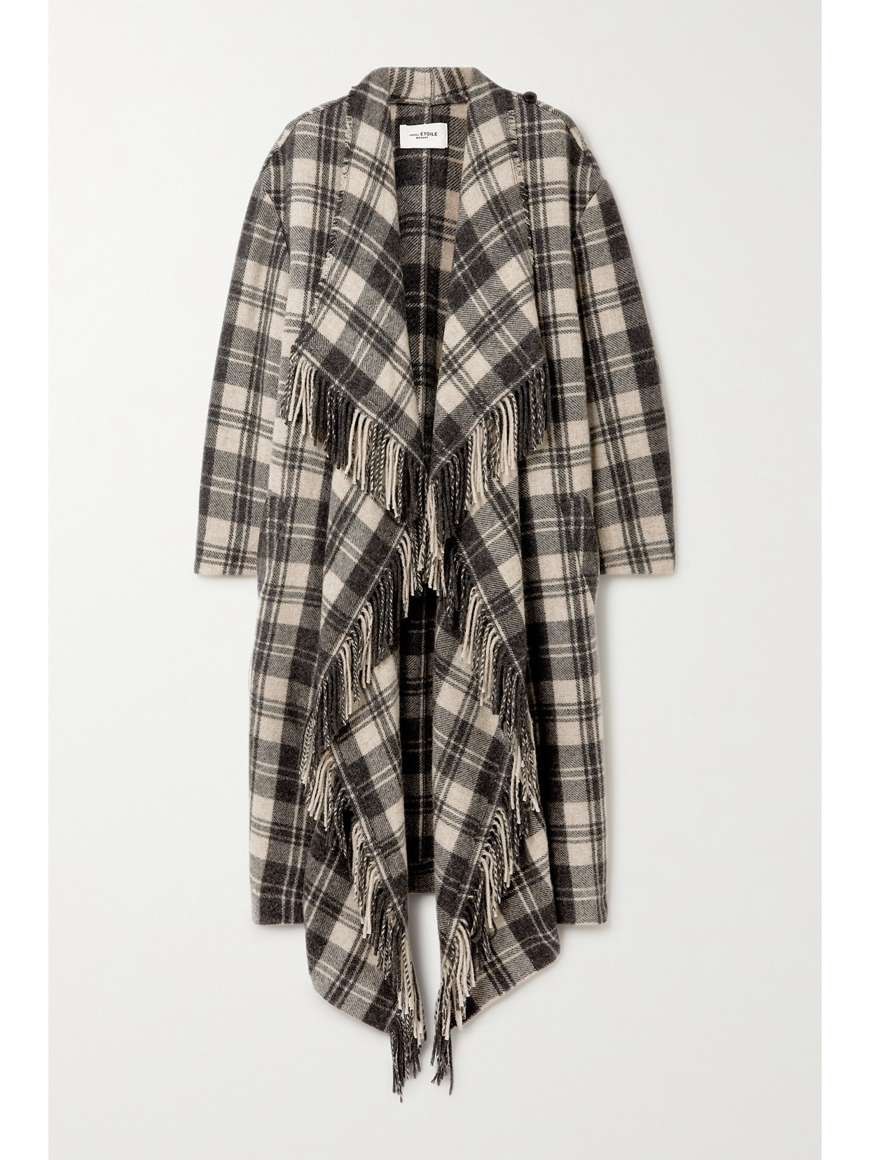 Isabel Marant Étoile Fleming Oversized Fringed Checked Wool-blend Coat ...