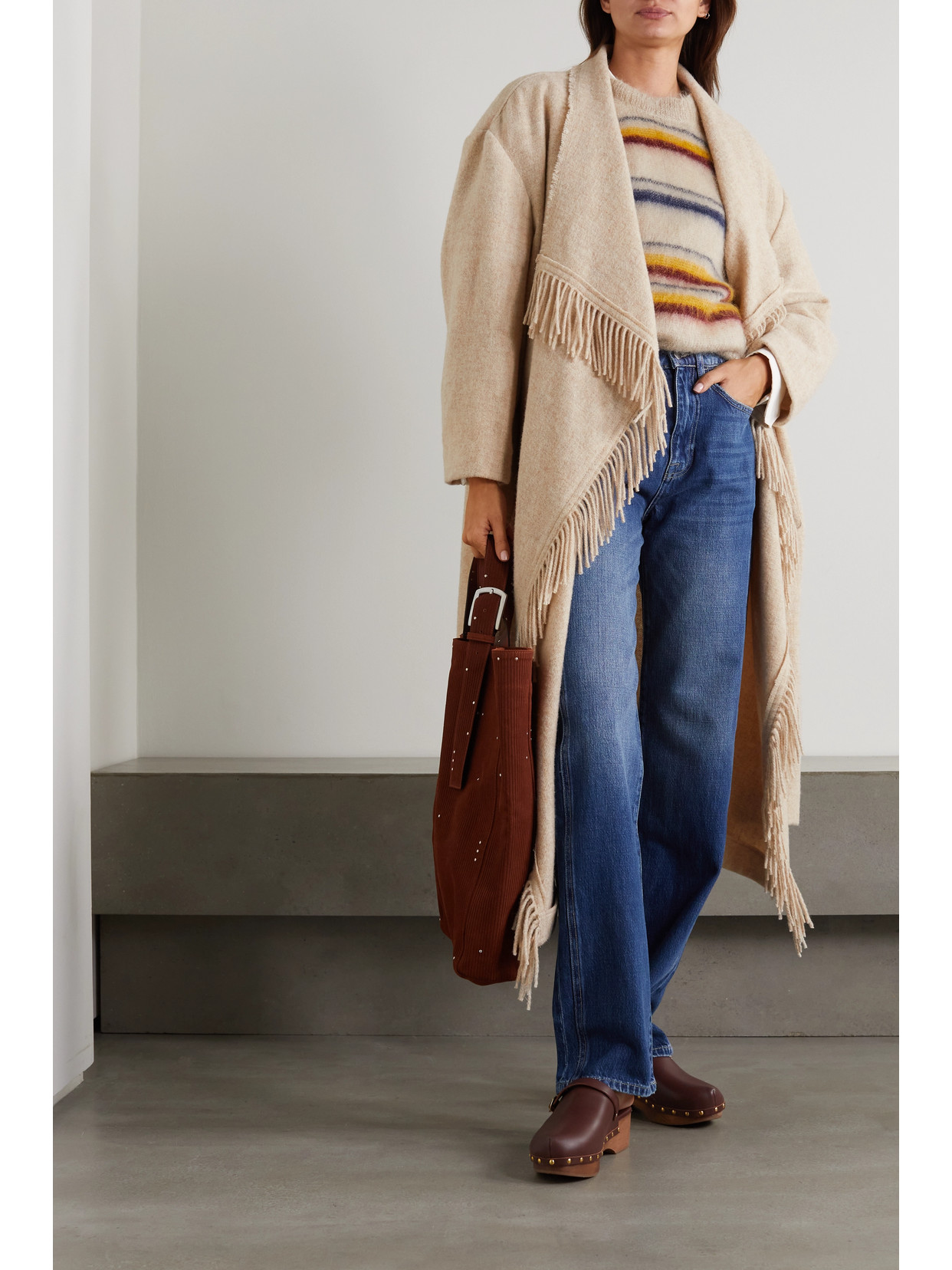 Isabel Marant Étoile Fleming Oversized Fringed Wool-blend Coat In Ecru ...