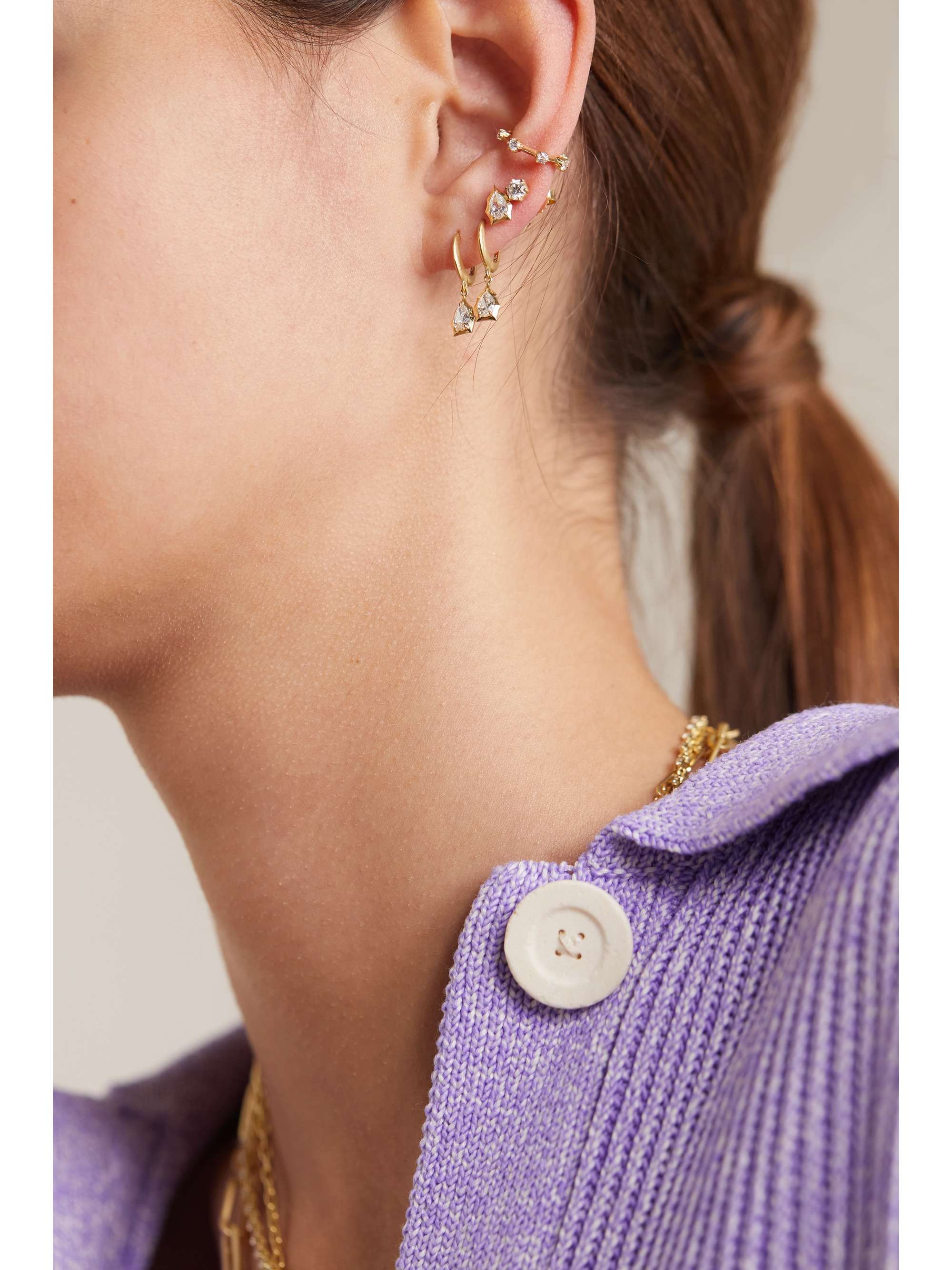 JADE TRAU Penelope 18-karat gold diamond earrings | NET-A-PORTER