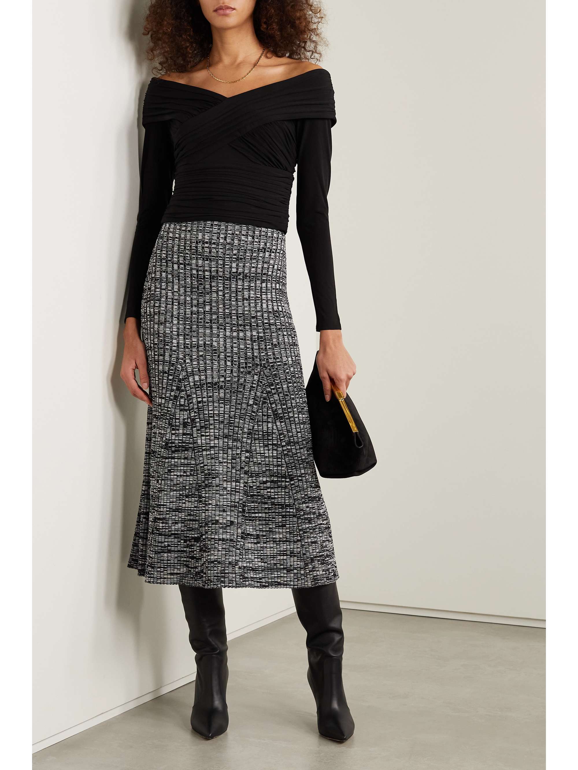 Self Portrait Space Dyed Ribbed Knit Midi Skirt Net A Porter