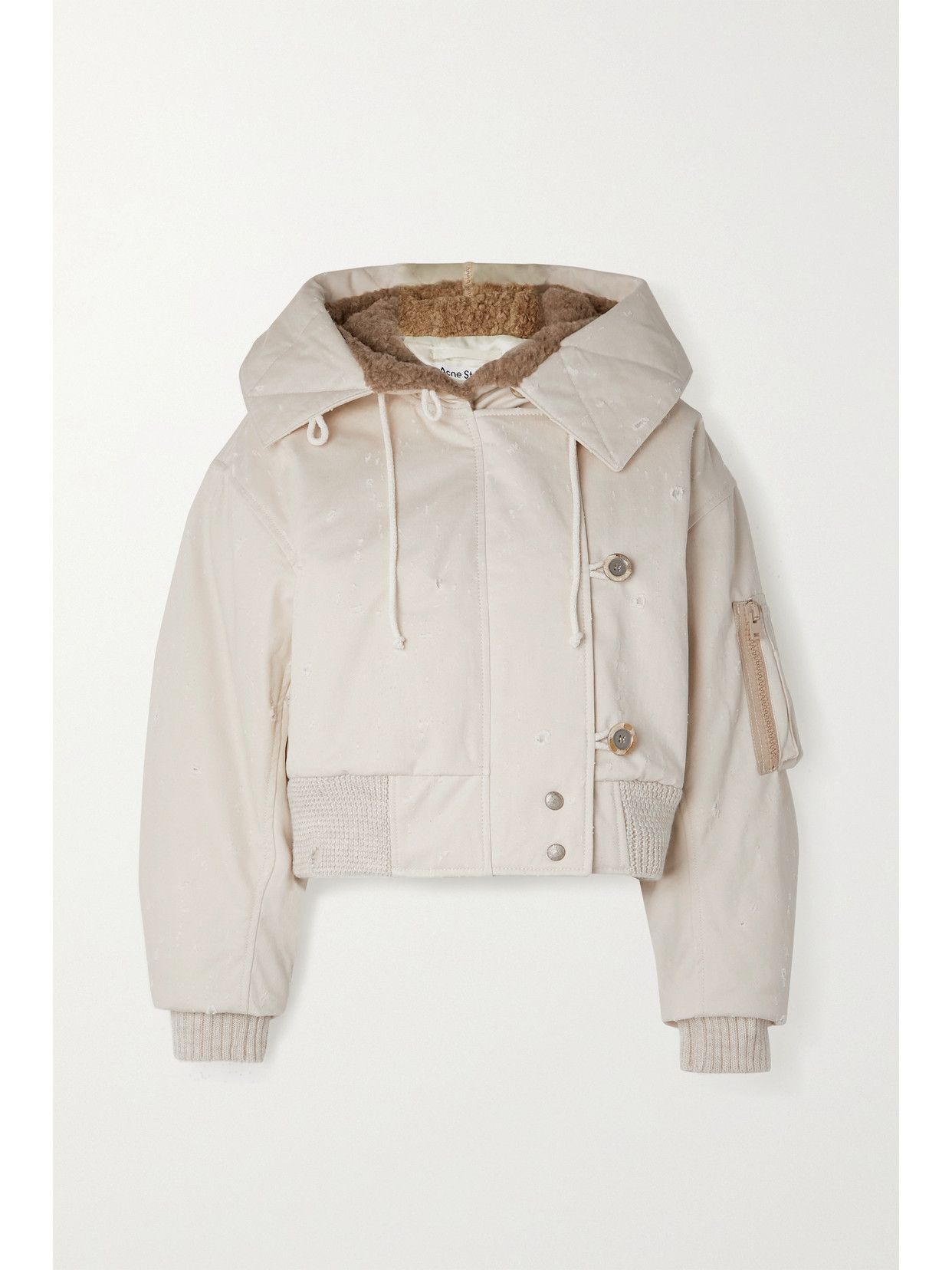 Acne Studios Hooded Faux Fur-trimmed Cotton-canvas Bomber Jacket In ...