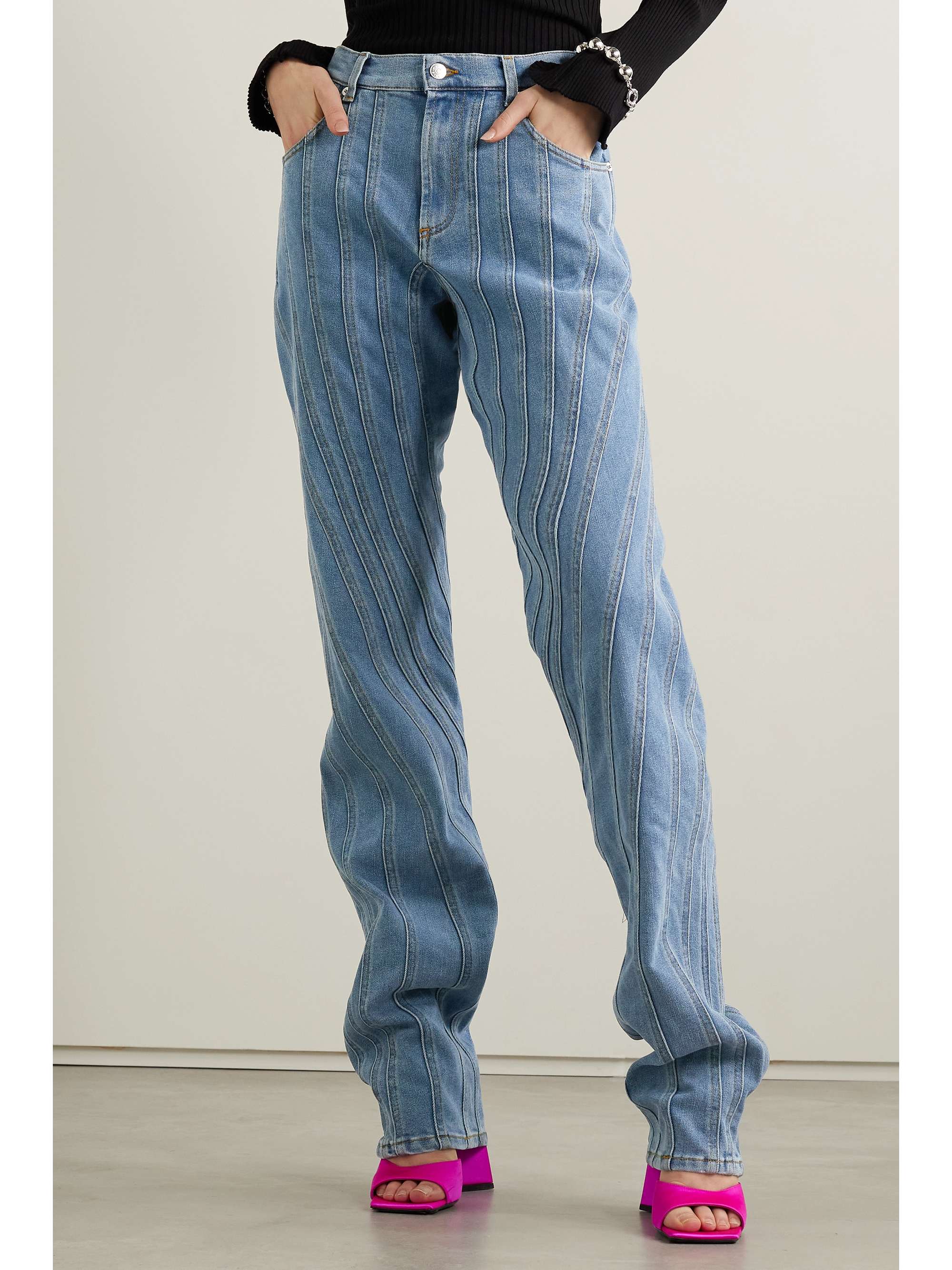 Blue Mid-rise straight-leg jeans | MUGLER | NET-A-PORTER