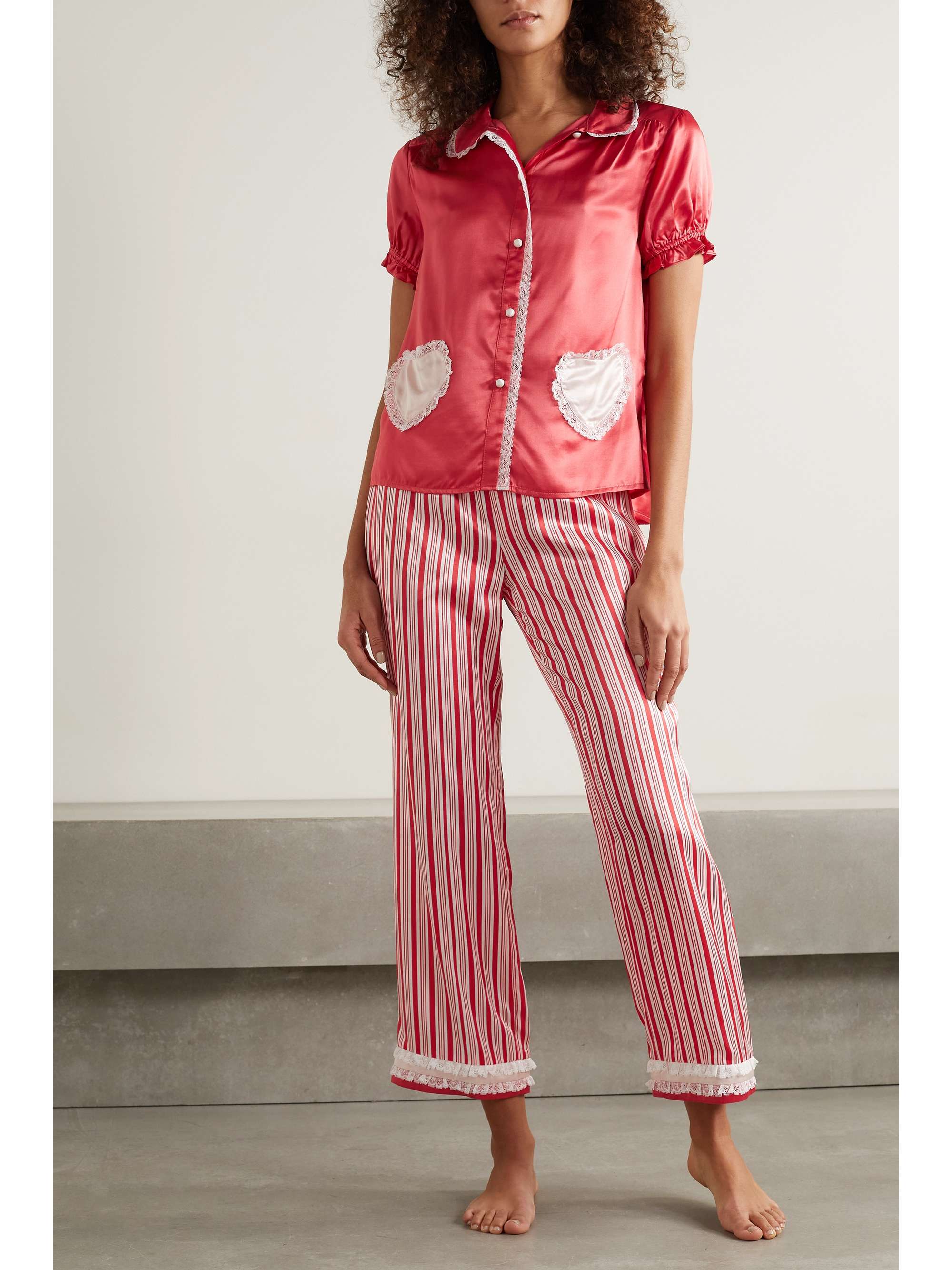 Morgan Lane Candy Land Lovie Faye Lace Trimmed Satin Pajama Set Net