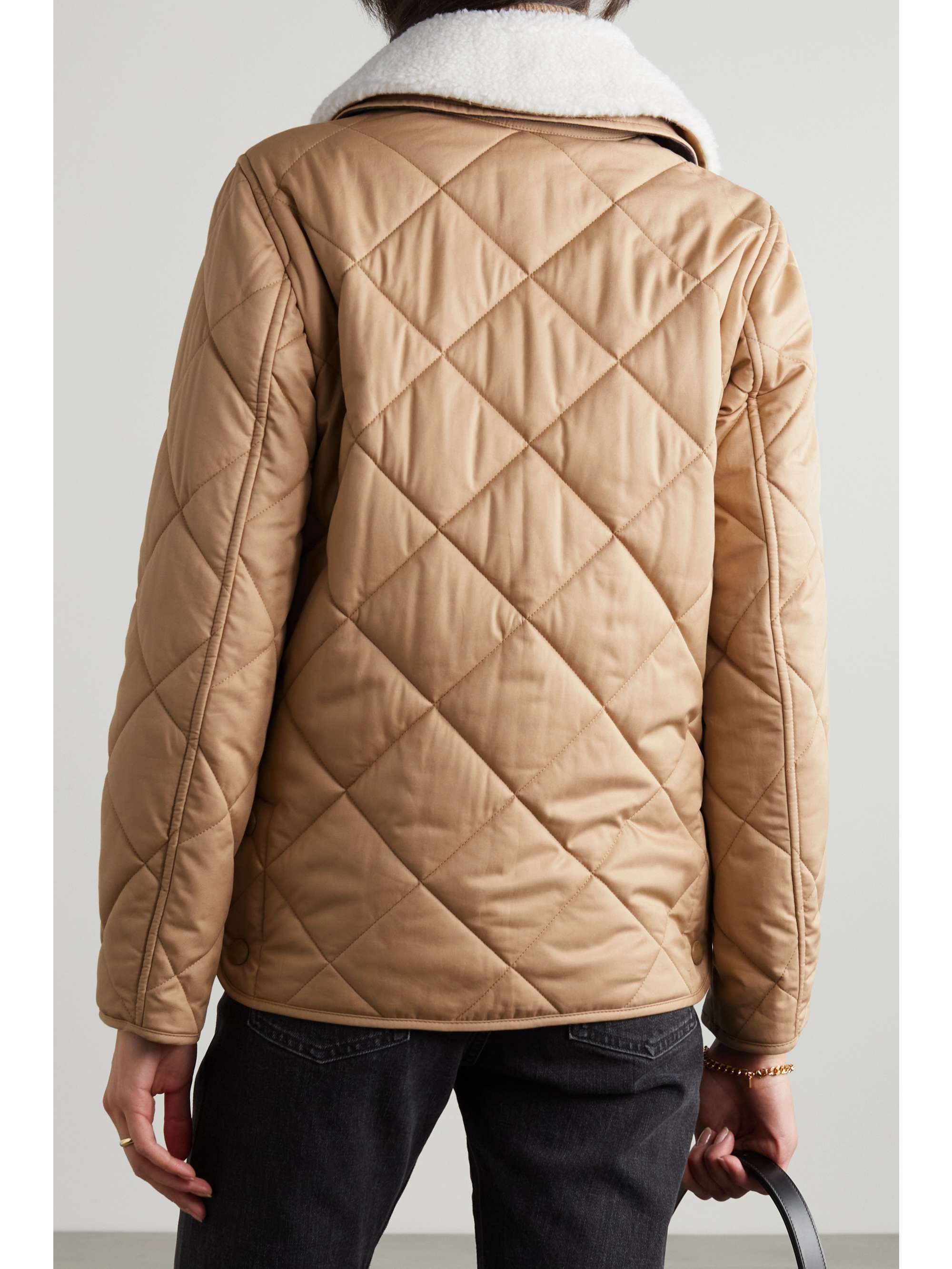 BURBERRY Faux shearling-trimmed quilted padded cotton-twill jacket ...