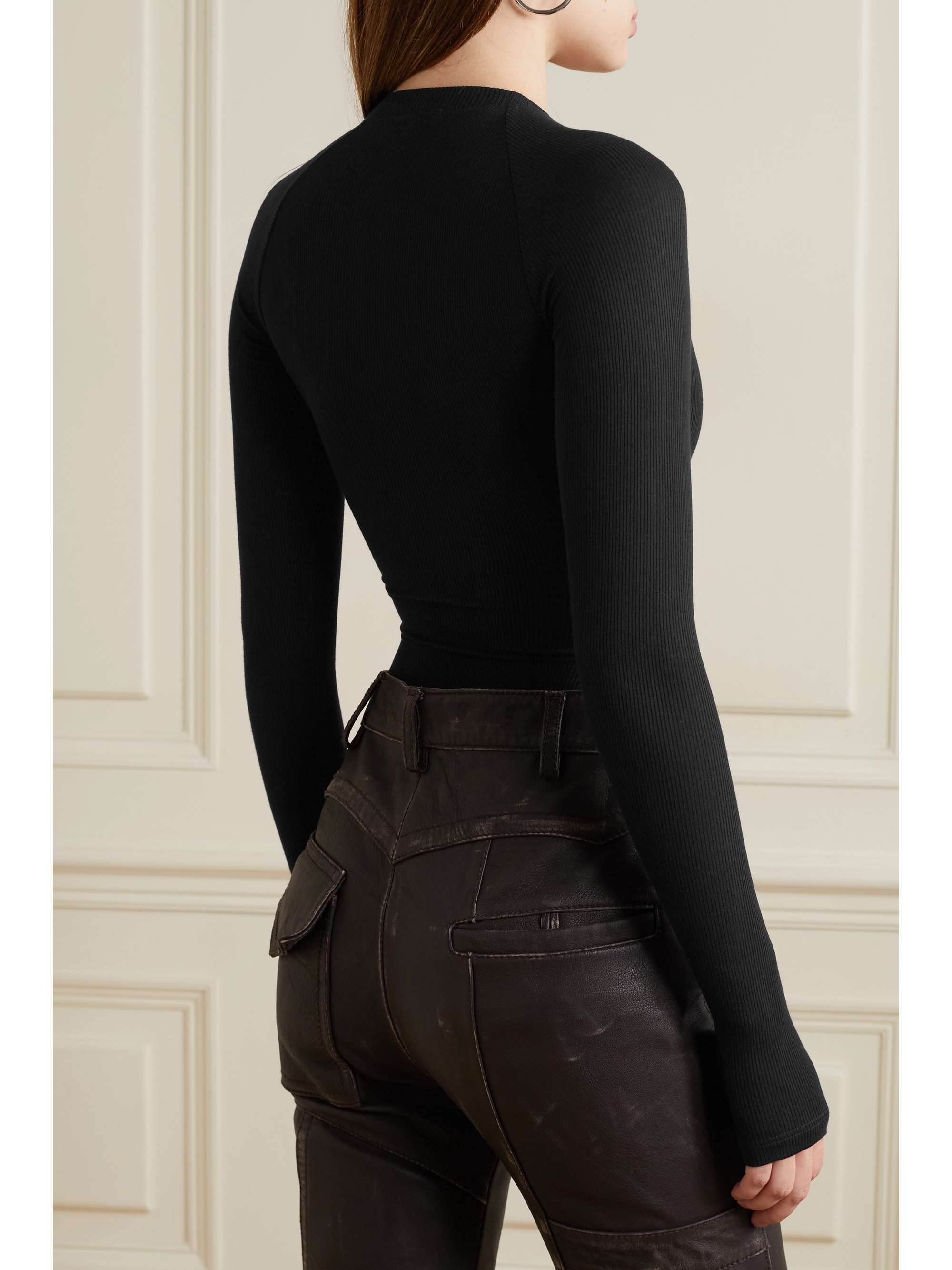 Alix Nyc Pearson Cutout Ribbed Stretch Modal Jersey Thong Bodysuit