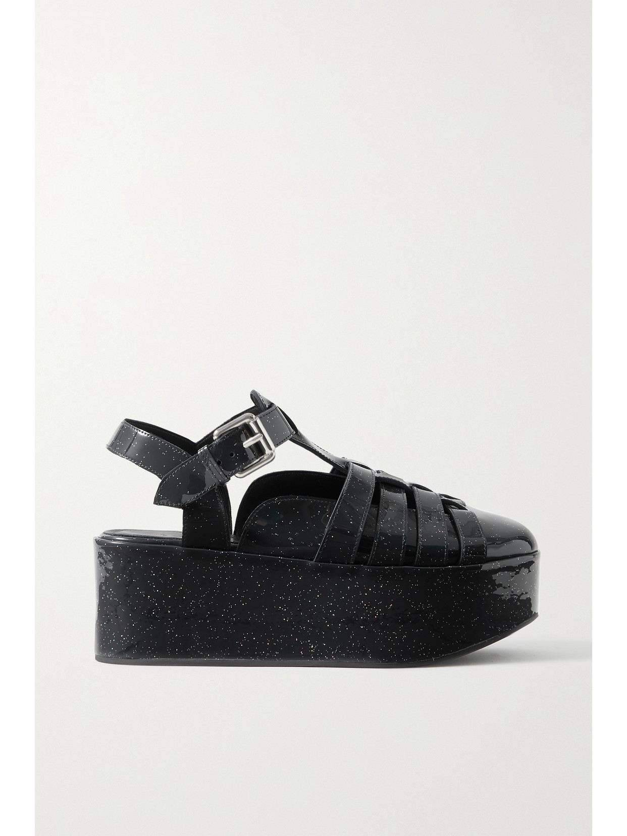 Loewe Glittered Patent-leather Platform Sandals In Black | ModeSens