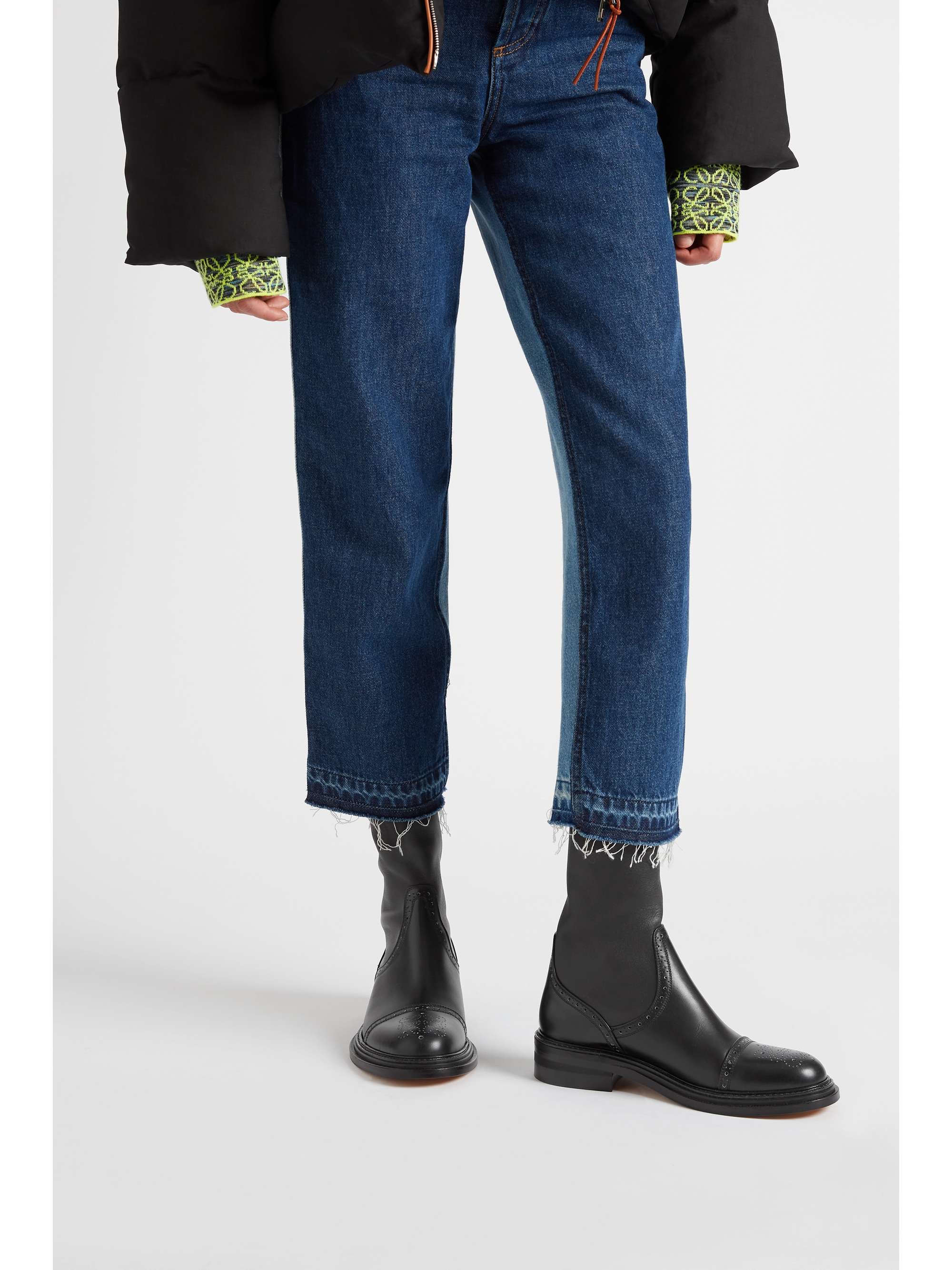 LOEWE Logo-perforated stretch-leather ankle boots | NET-A-PORTER