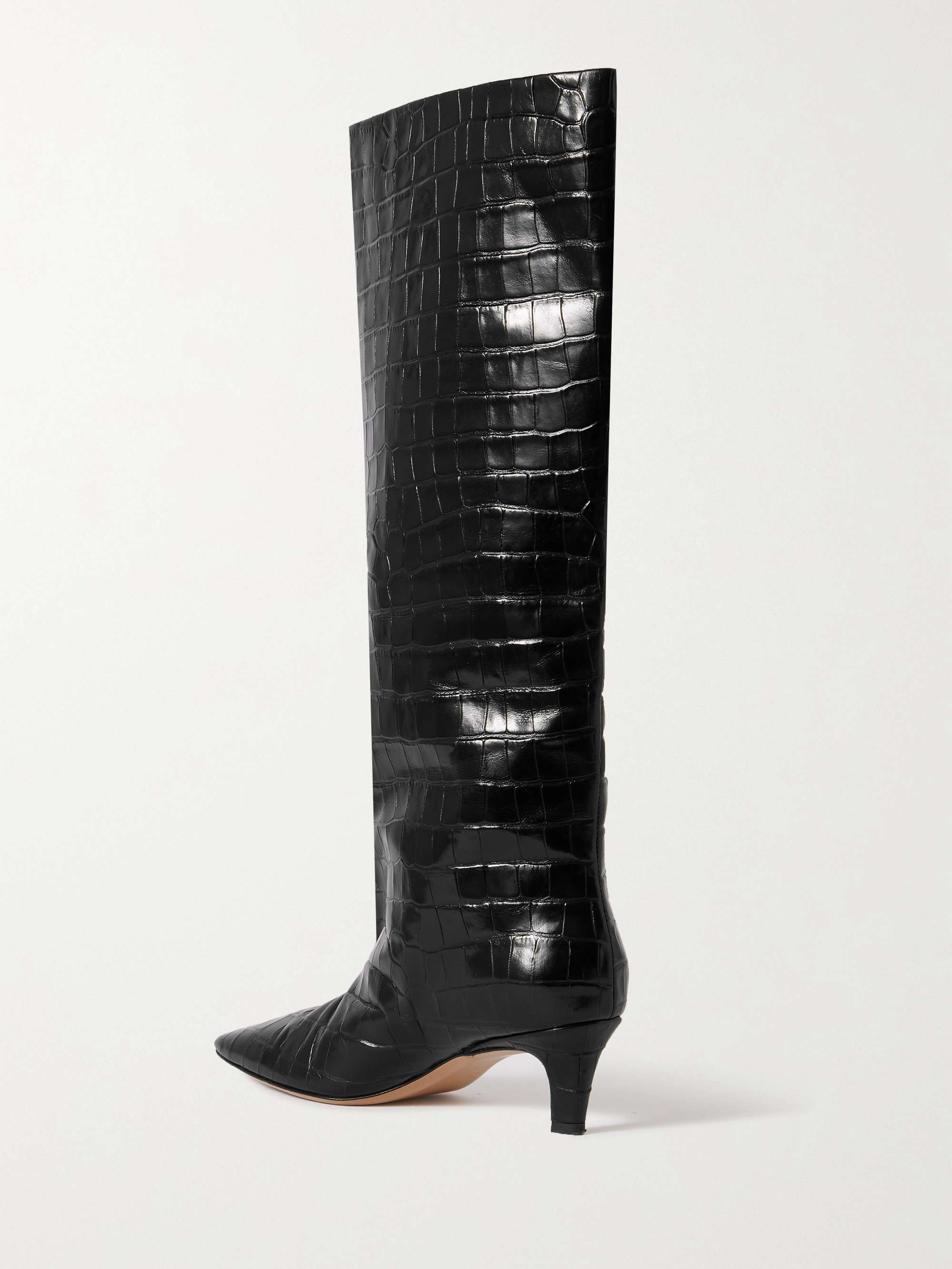 Black Croc-effect leather knee boots | TOTEME | NET-A-PORTER