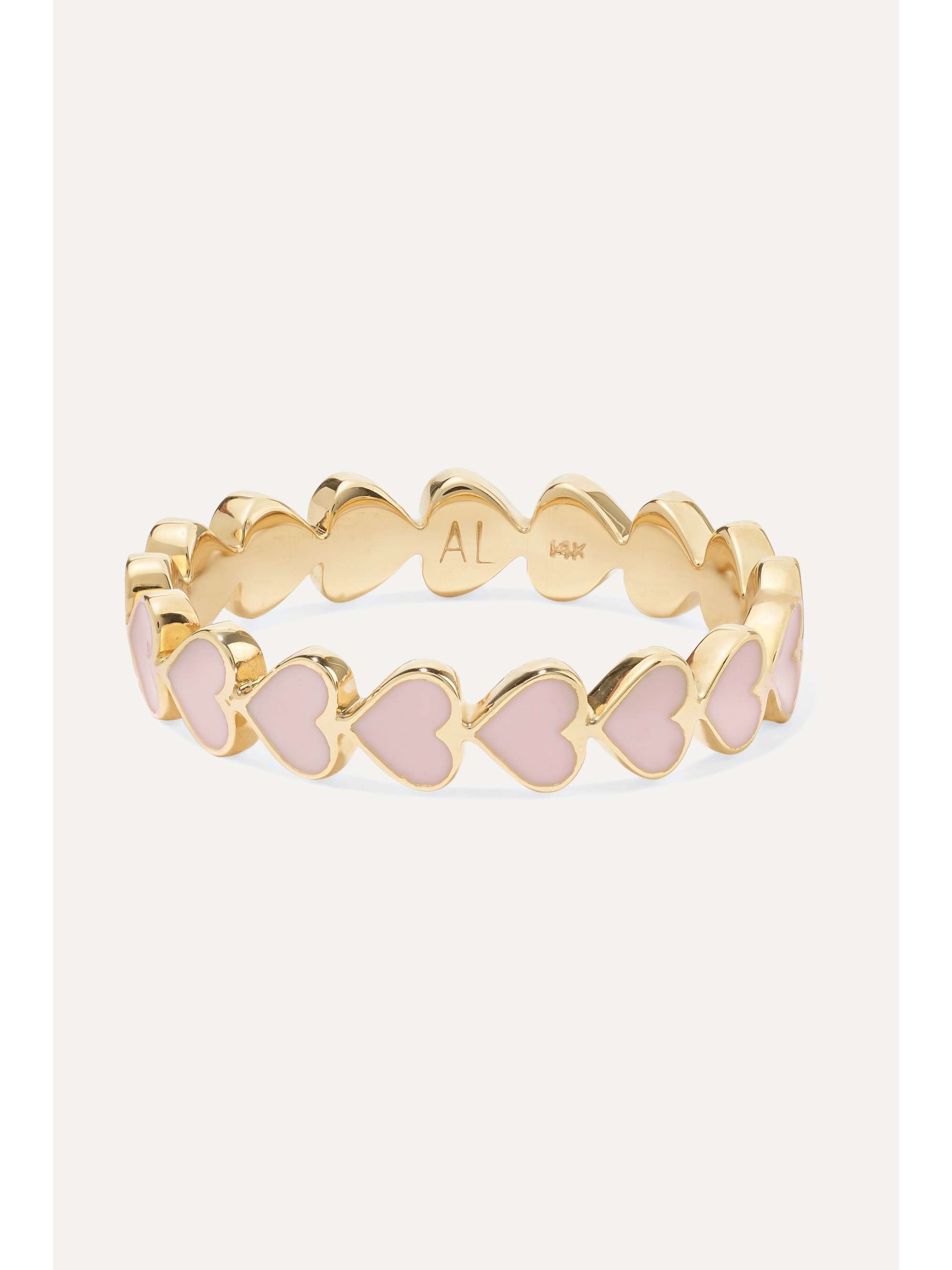 ALISON LOU Heart Stack 14-karat gold and enamel ring | NET-A-PORTER