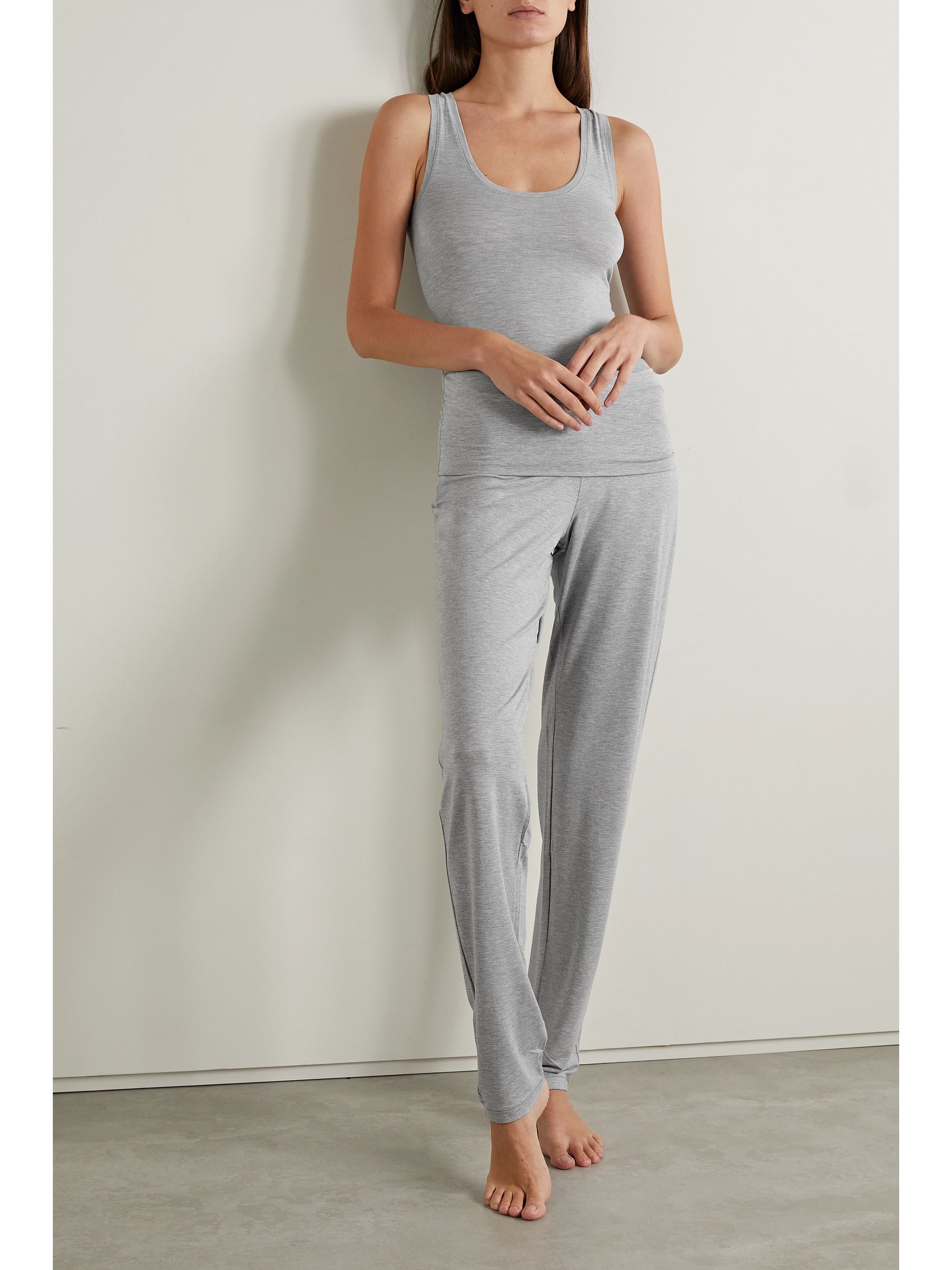 Gray Yoga stretch-modal tank | HANRO | NET-A-PORTER