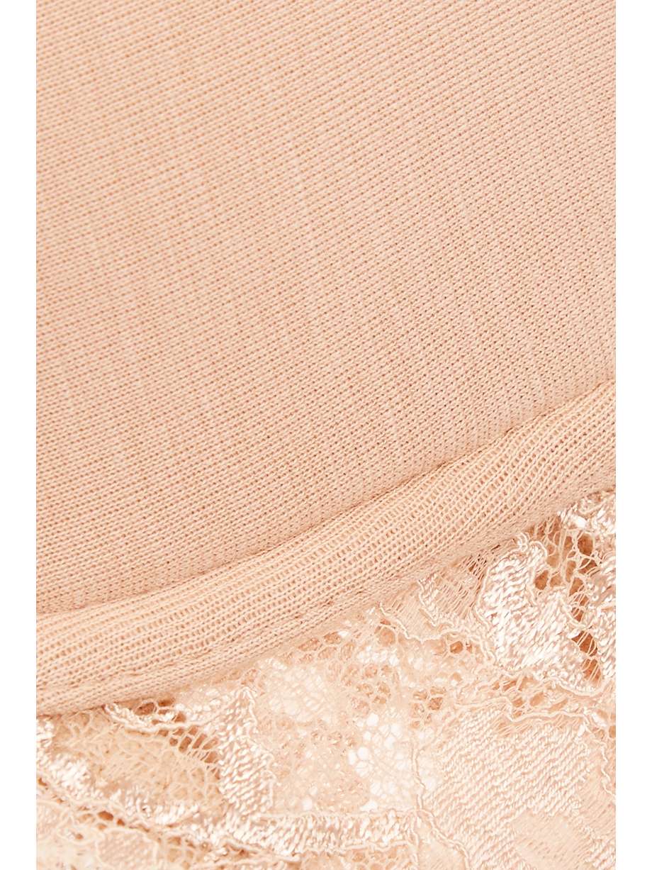 LA PERLA Souple lace-trimmed stretch cotton-blend jersey contour bra ...