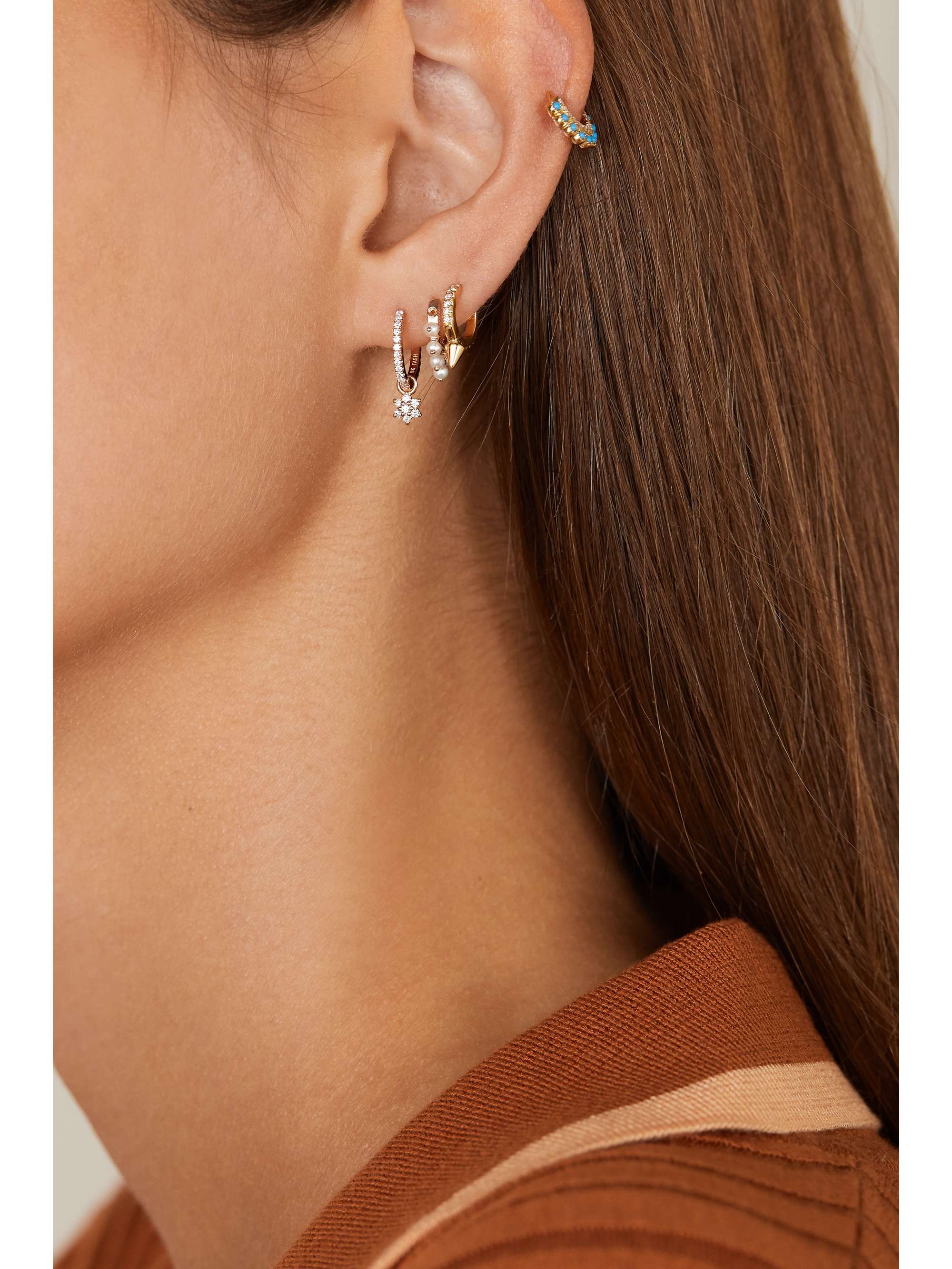 Rose gold Eternity + Flower 9.5mm 18-karat rose gold diamond earring ...