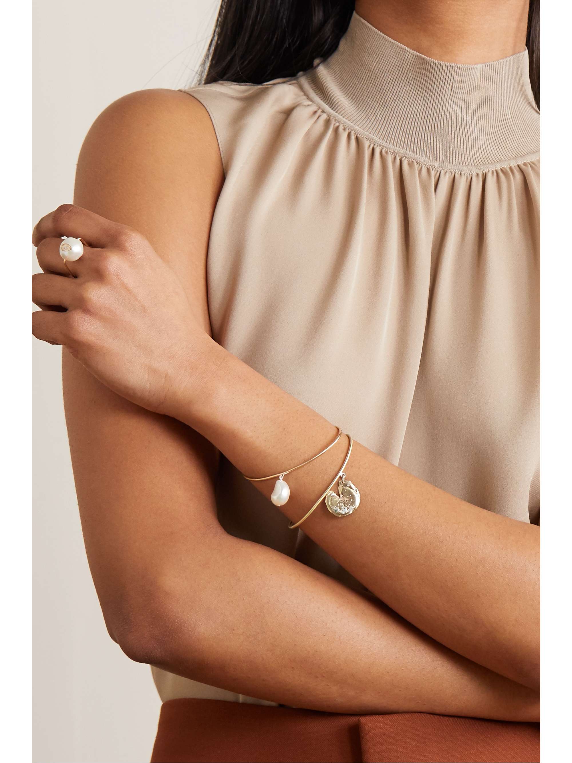 PASCALE MONVOISIN Calypso 9-karat gold, sterling silver, emerald and diamond bracelet | NET-A-PORTER