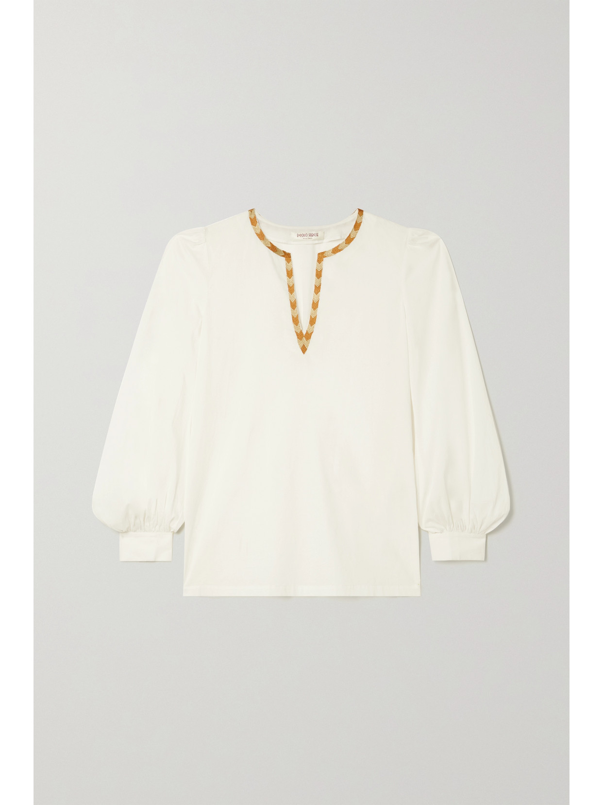 Get the Emporio Sirenuse - Vera Backgammon Embroidered Cotton-voile ...